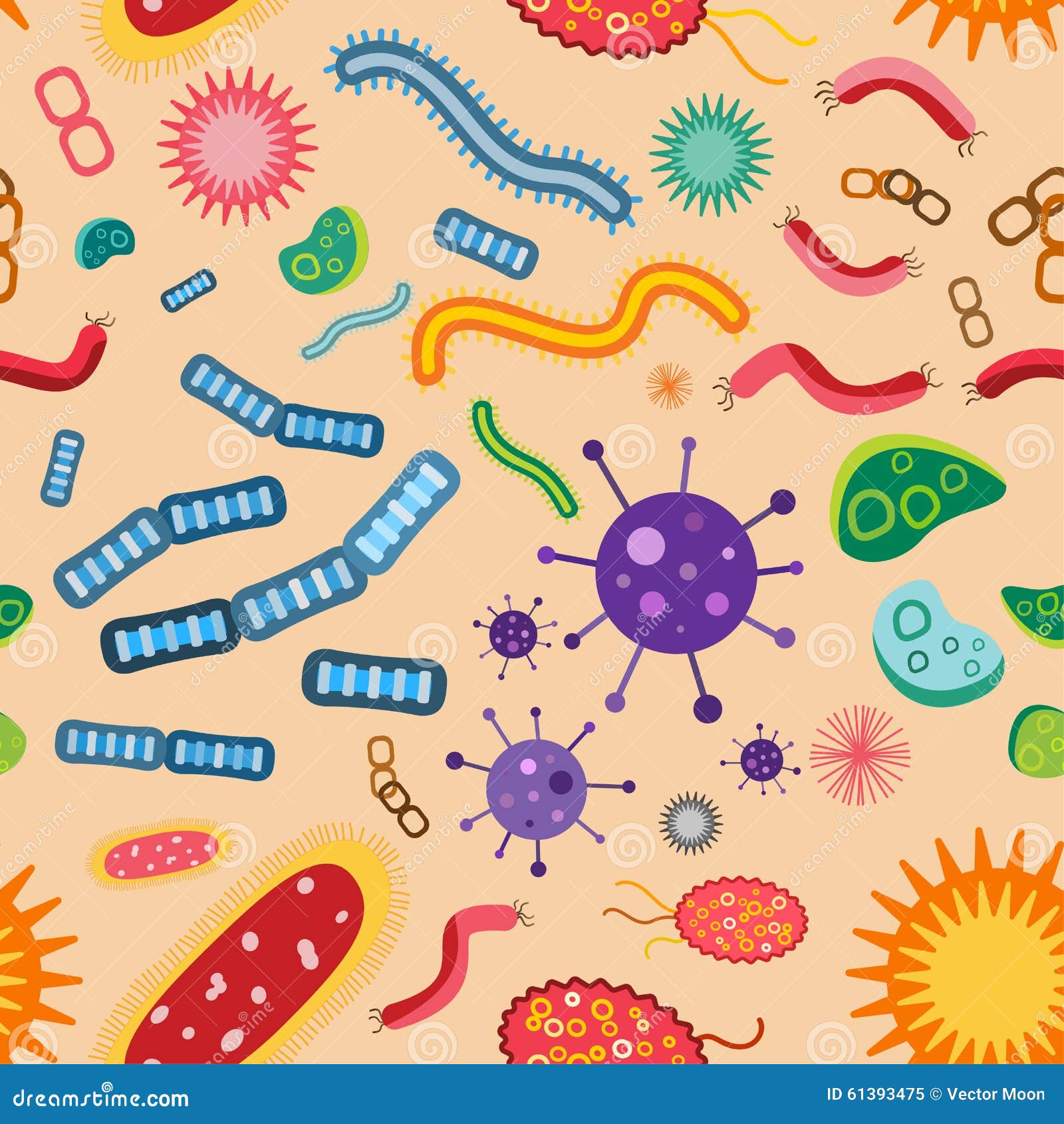 Bacteria Virus Vector Seamless Pattern Stock Vector - Illustration of ...
