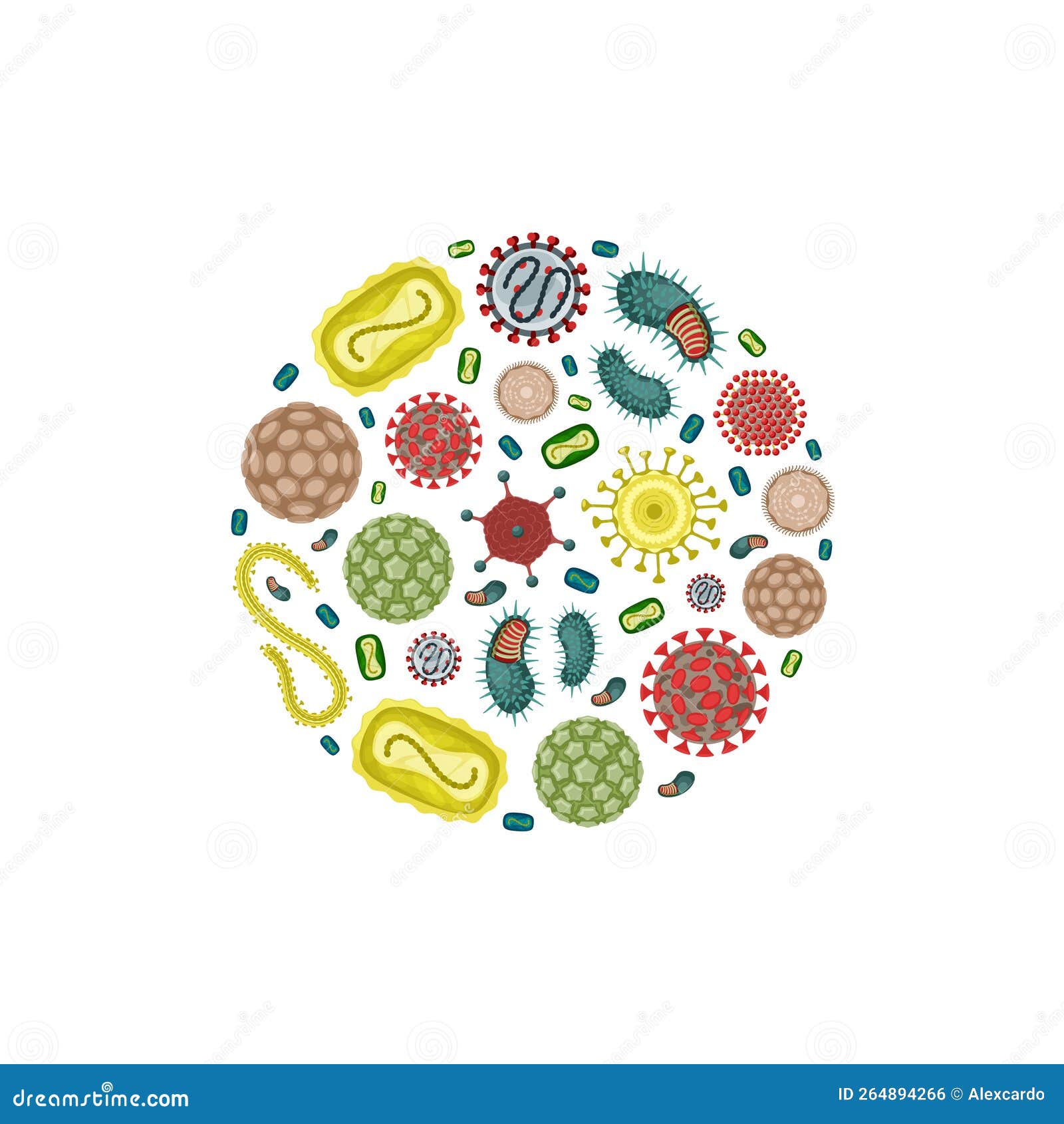 Bacteria. Viruses and Germs in Circle Shape Stock Vector - Illustration ...