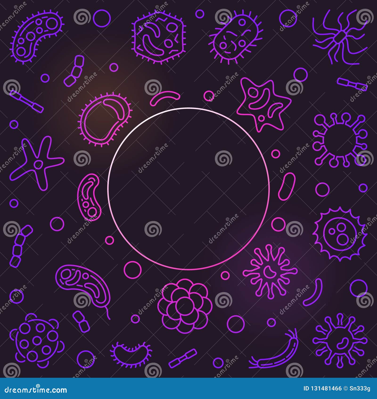 Bacteria and Viruses Square Colored Vector Outline Background Stock ...