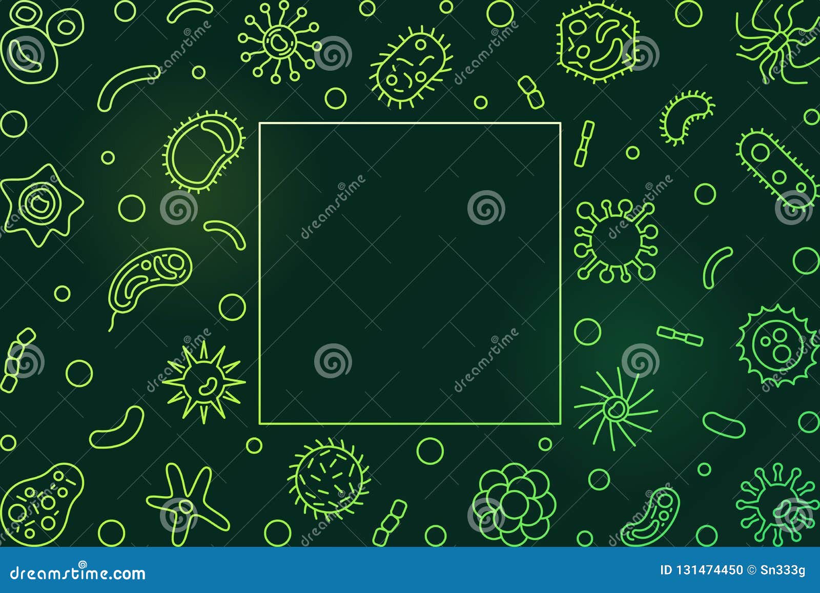 Bacterial Cells Green Frame. Vector Microbiology Illustration Stock ...