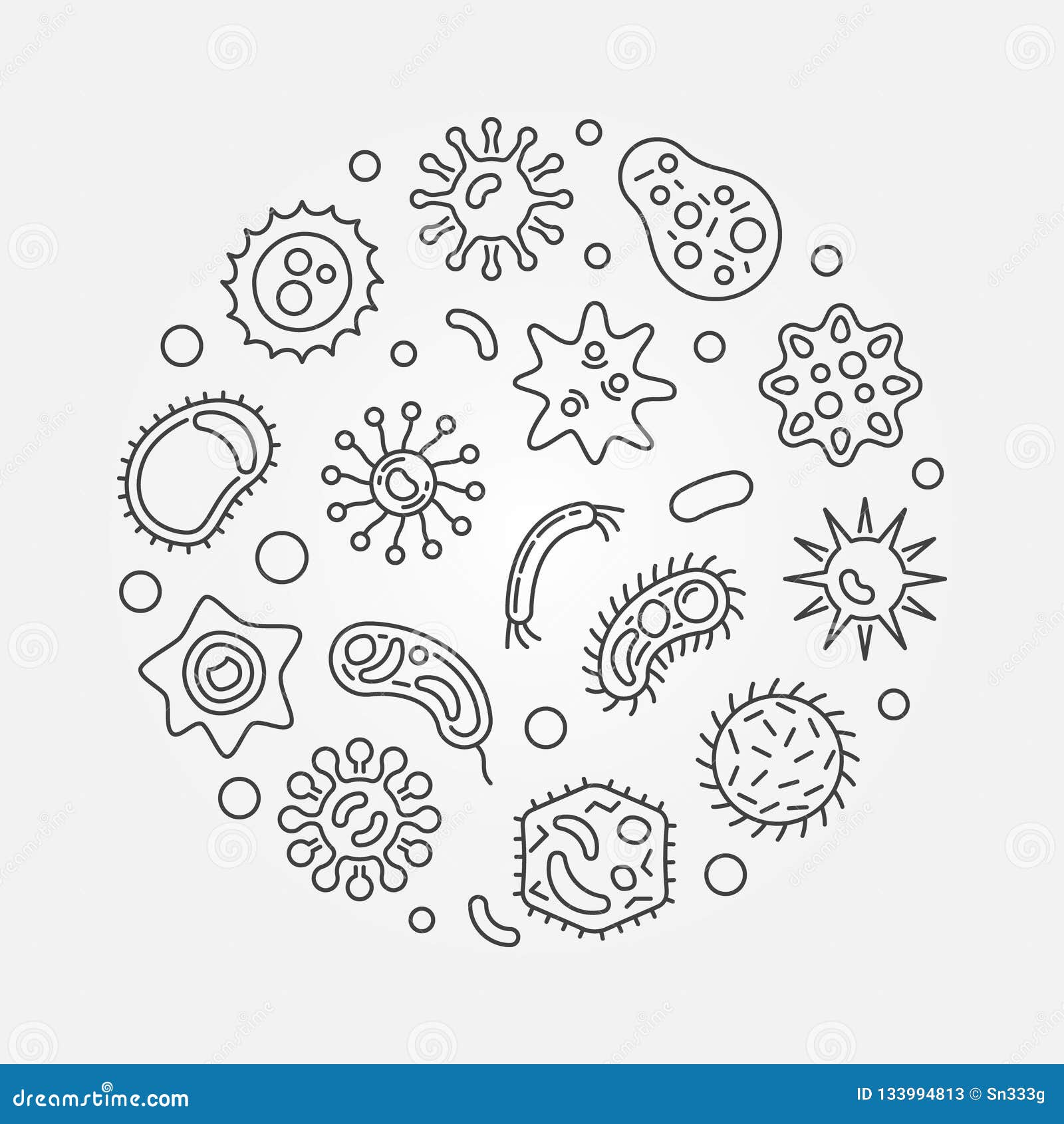 Bacterial Cells Round Vector Outline Simple Illustration Stock Vector ...