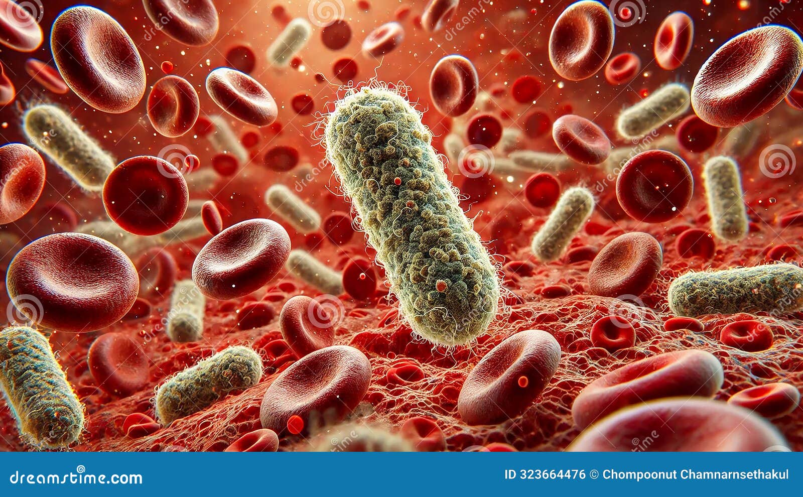 Bacterial Infection In The Bloodstream. The Bacteria Are Depicted As ...