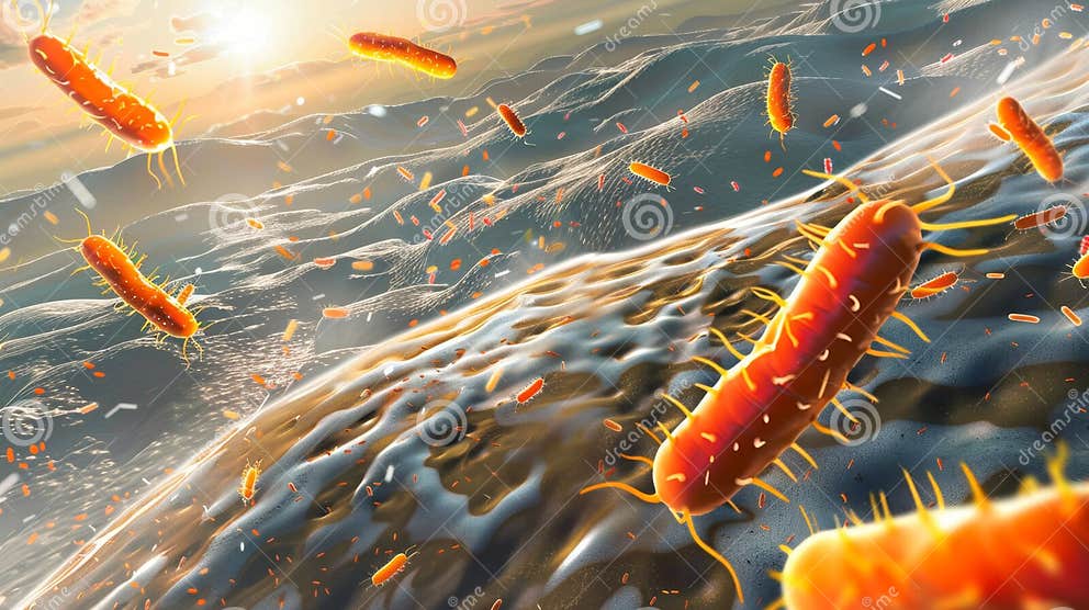 Bacterial Invasion: Microscopic Pathogens Attacking Host Surfaces Stock ...