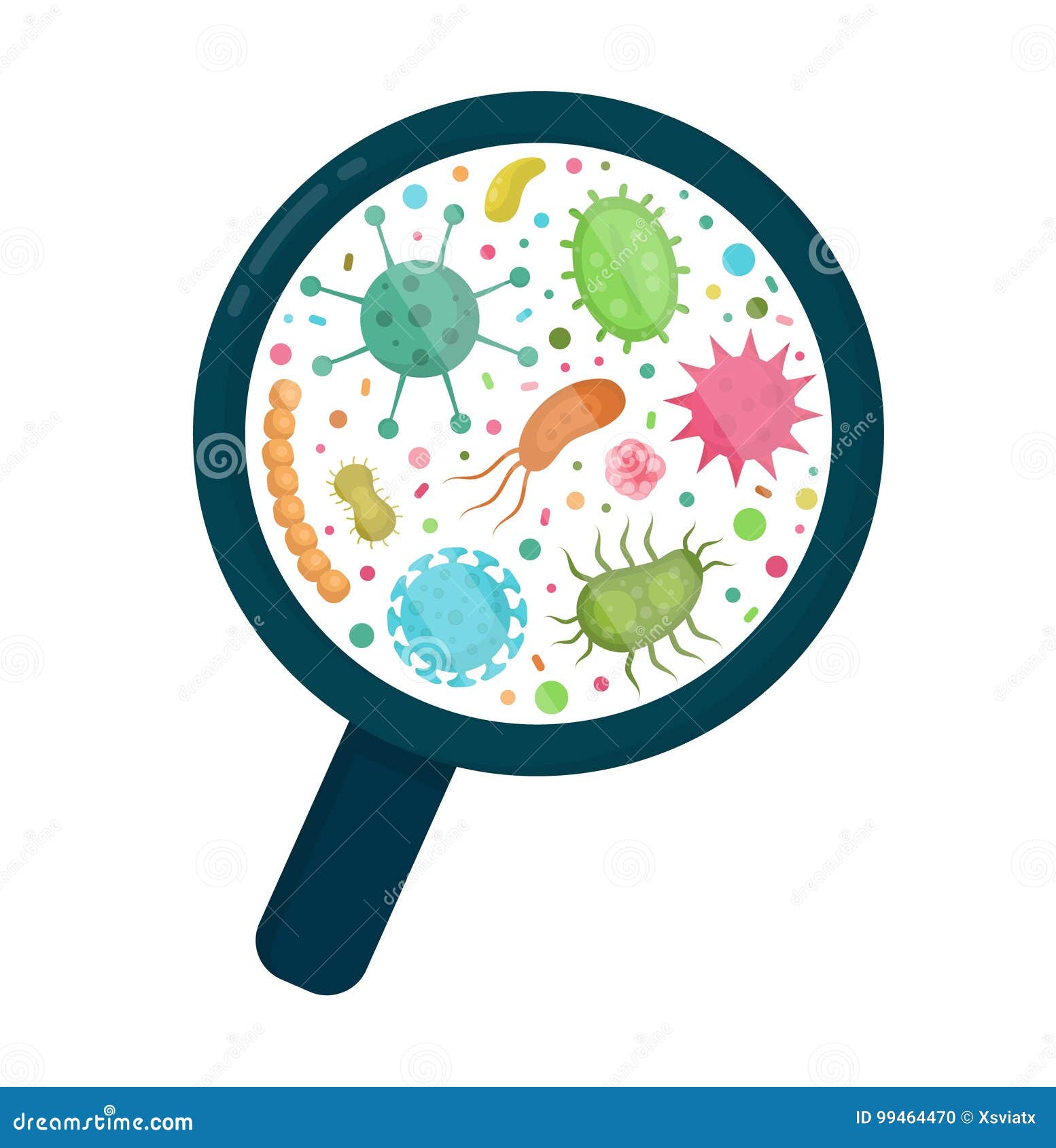 Bacterial Microorganism In A Circle Vector Illustration