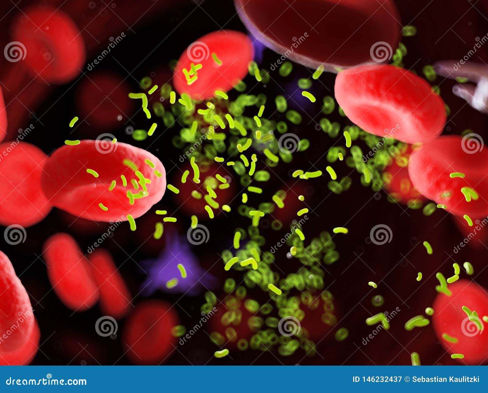 Bacterias in an artery stock illustration. Illustration of medical ...