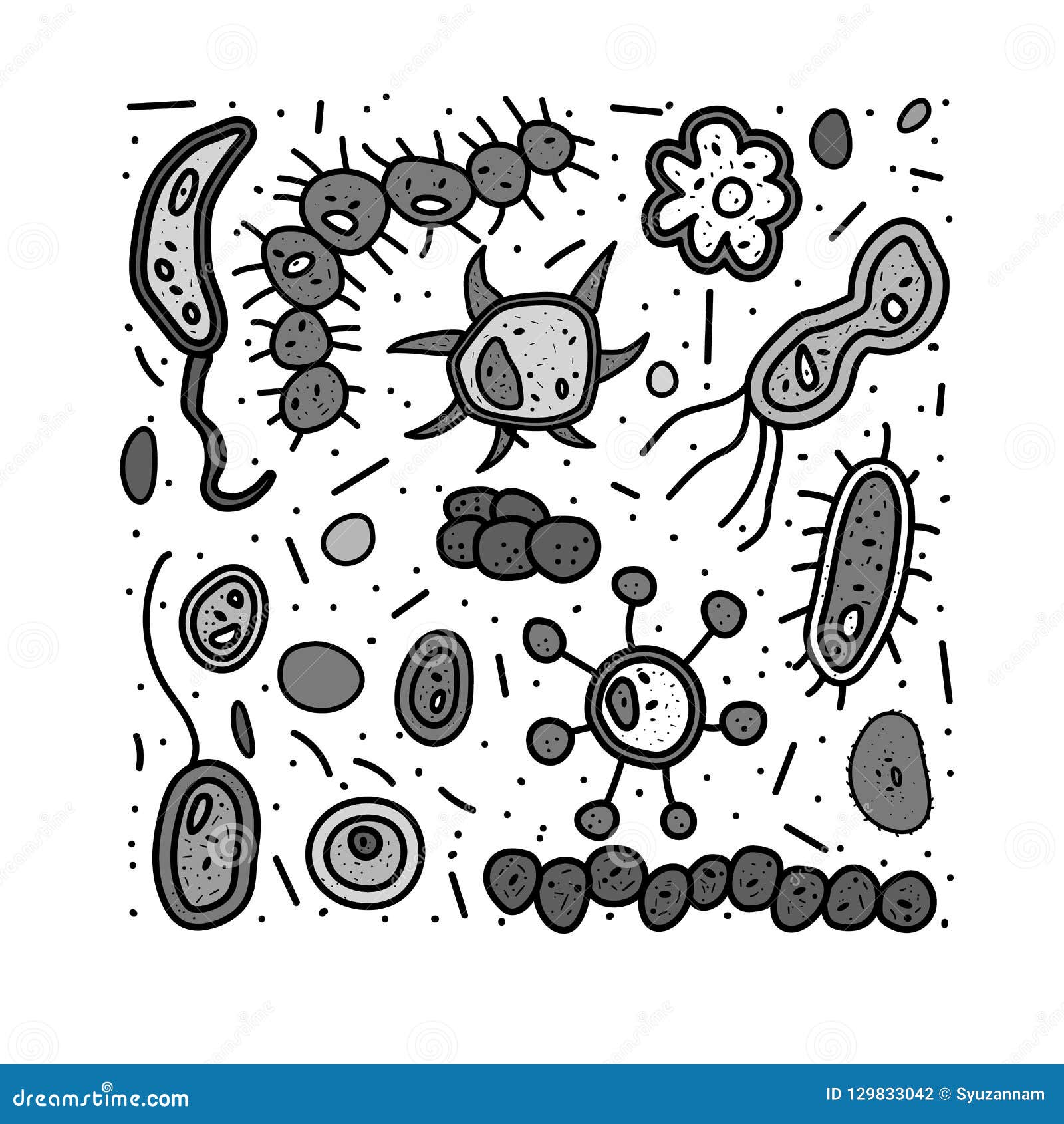 Bacteria Cells Set Composition. Vector Illustration. Stock Vector ...