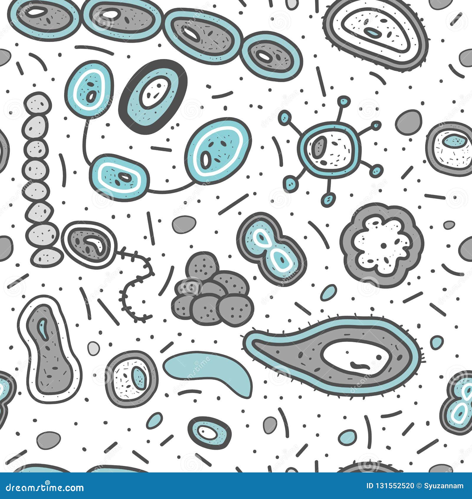 Vector Bacterias Cells Seamless Pattern. Stock Vector - Illustration of ...