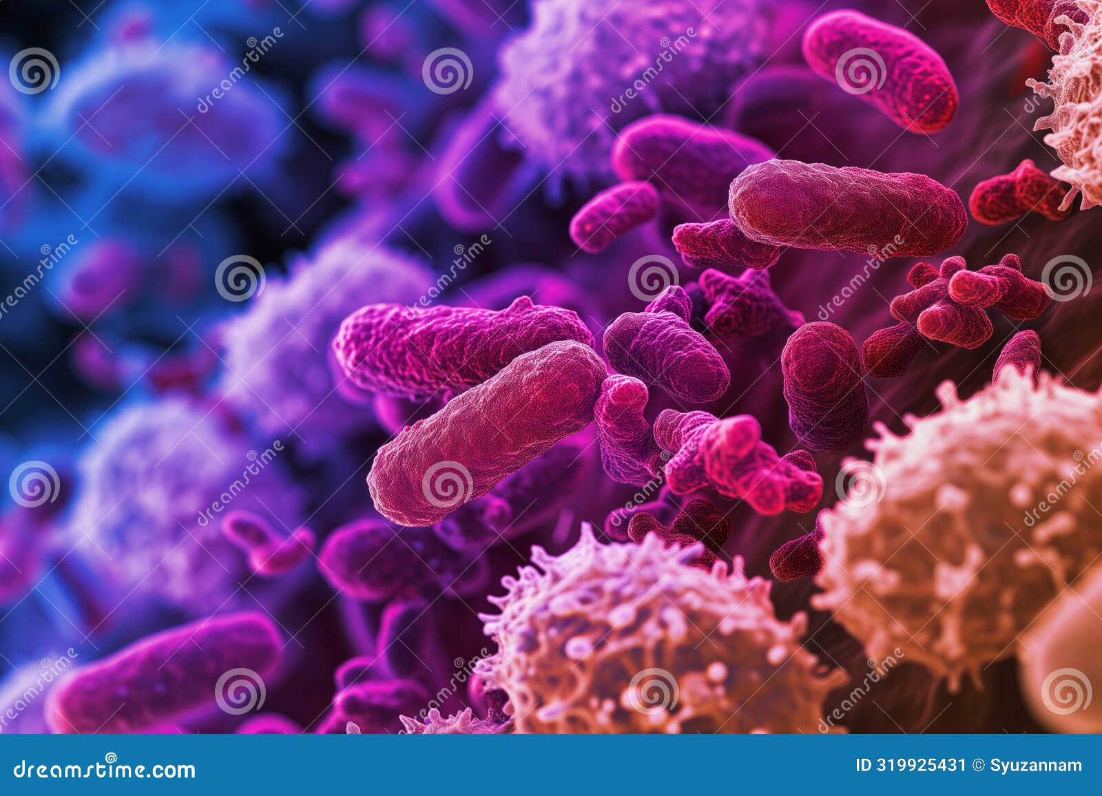 Bacterias. Microorganisms Under the Microscope Stock Illustration ...