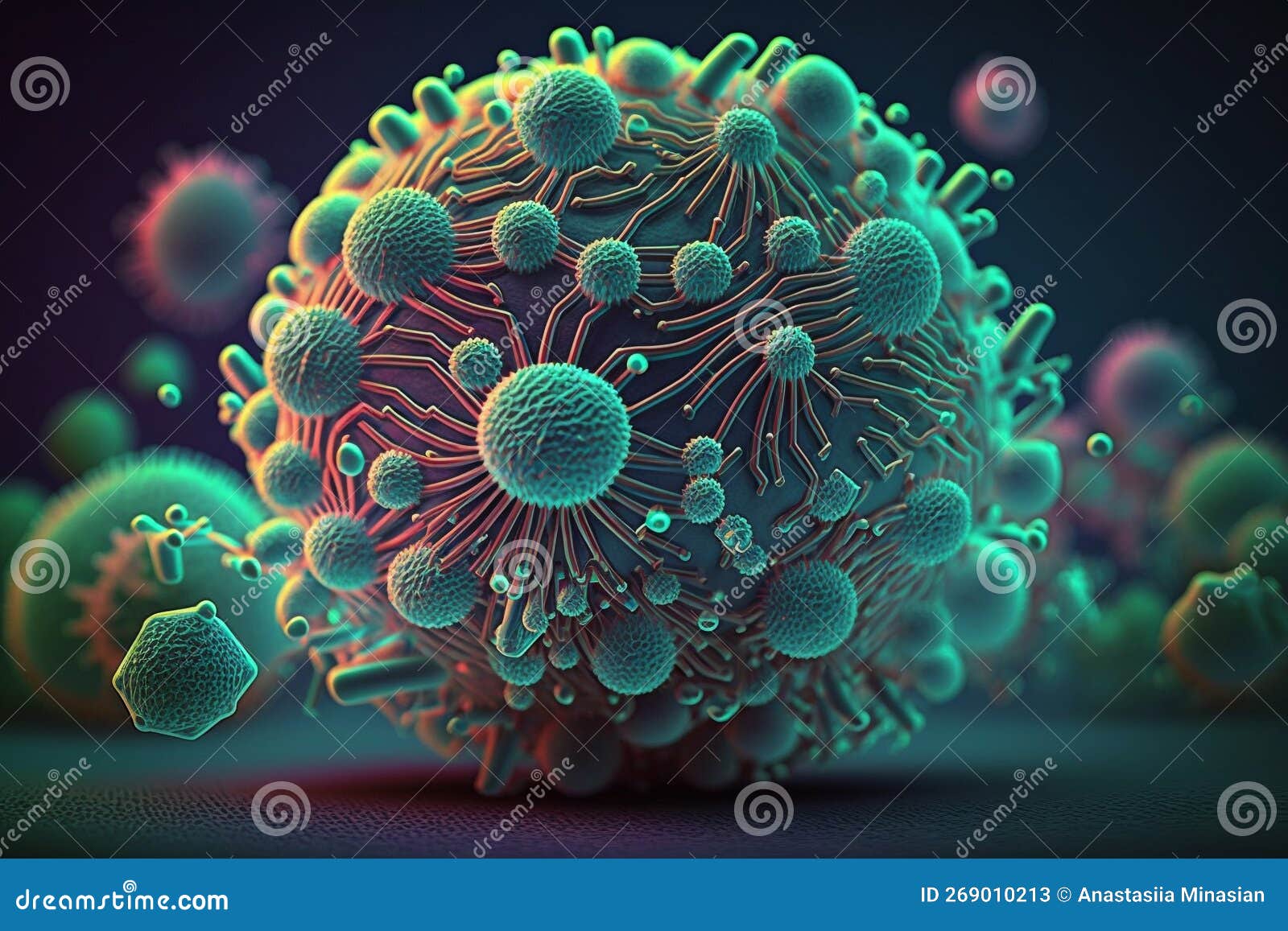 Bacterias Under Microscope. High Magnification Illustration Stock ...