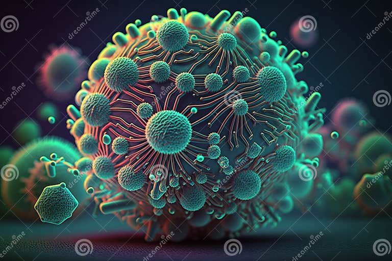 Bacterias Under Microscope. High Magnification Illustration Stock ...