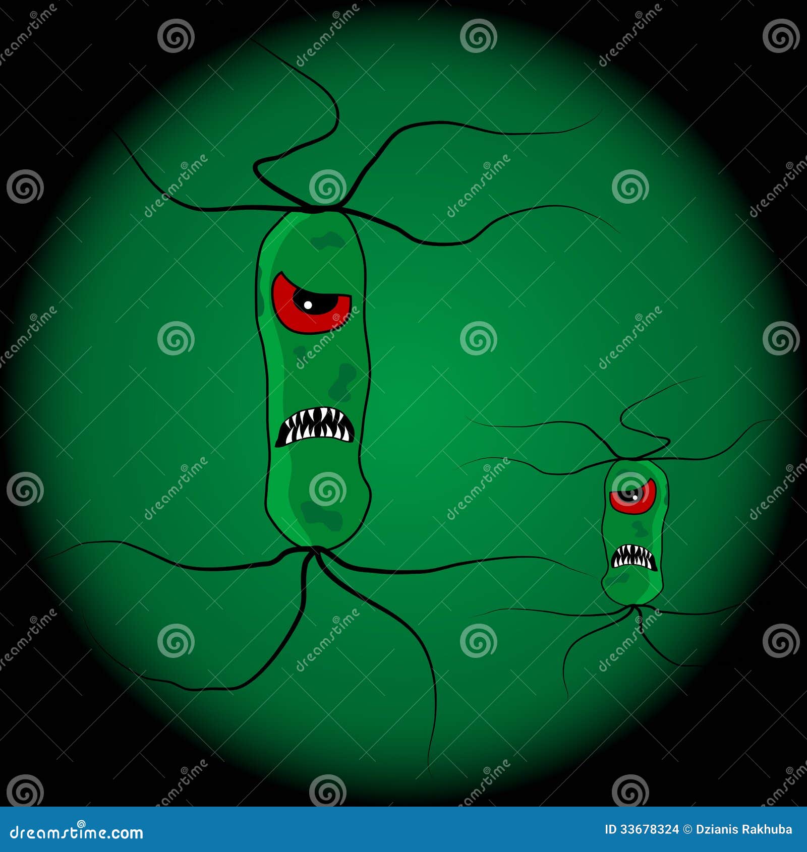 Angry Bacterias Destroying Intestinal Microflora In Stomach Cartoon ...