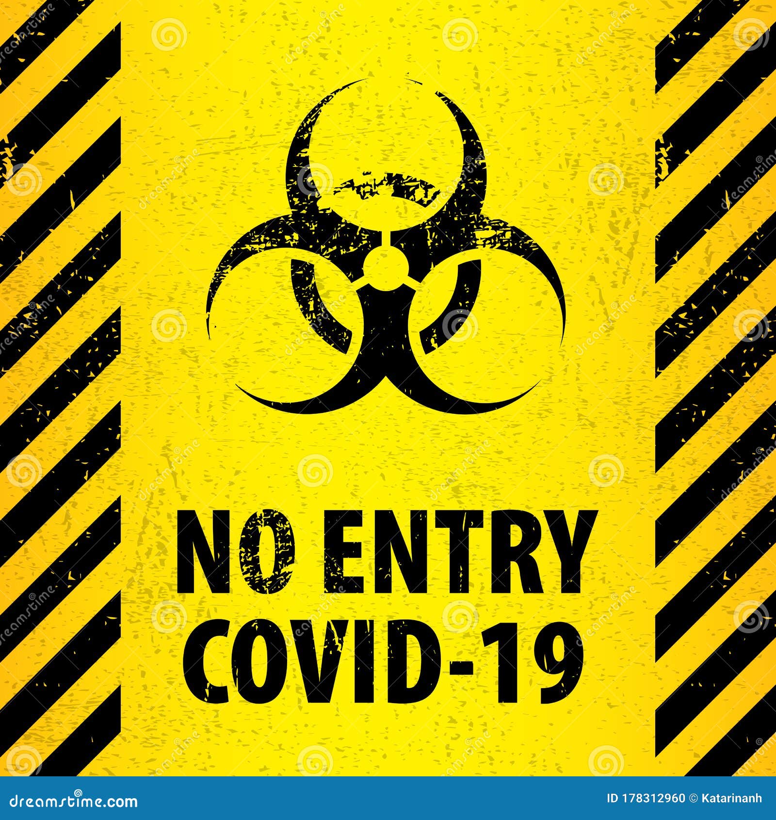 Bacteriological Hazard Sign and No Entry COVID-19. Concept of ...
