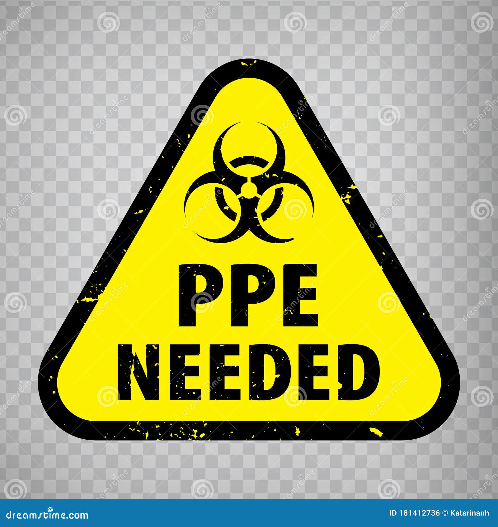 Bacteriological Hazard Sign and Text PPE Needed on Yellow Triangle ...