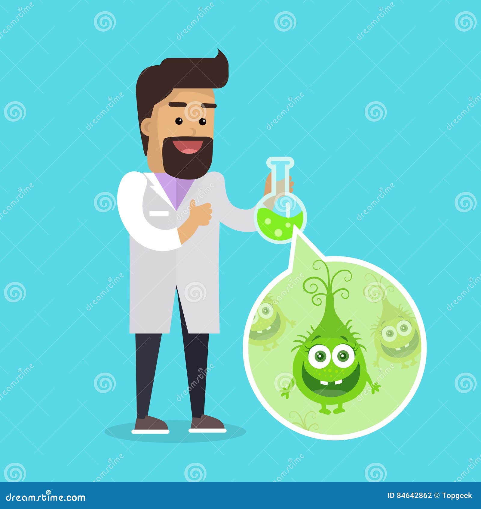 Bacteriologist with Bacteria in Glass Flask Vector Stock Vector ...