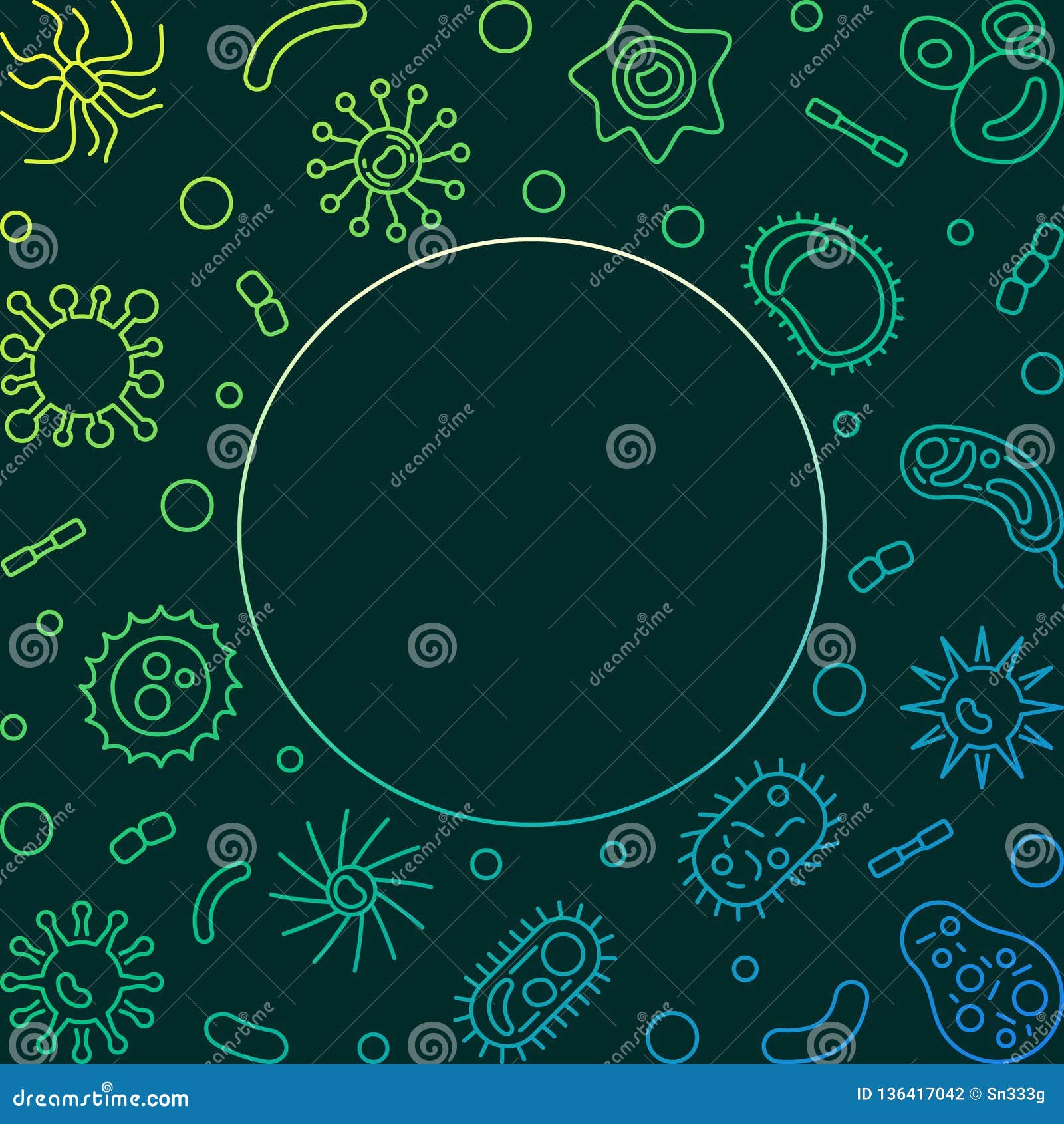 Bacteriology Square Colored Frame - Vector Line Illustration Stock ...