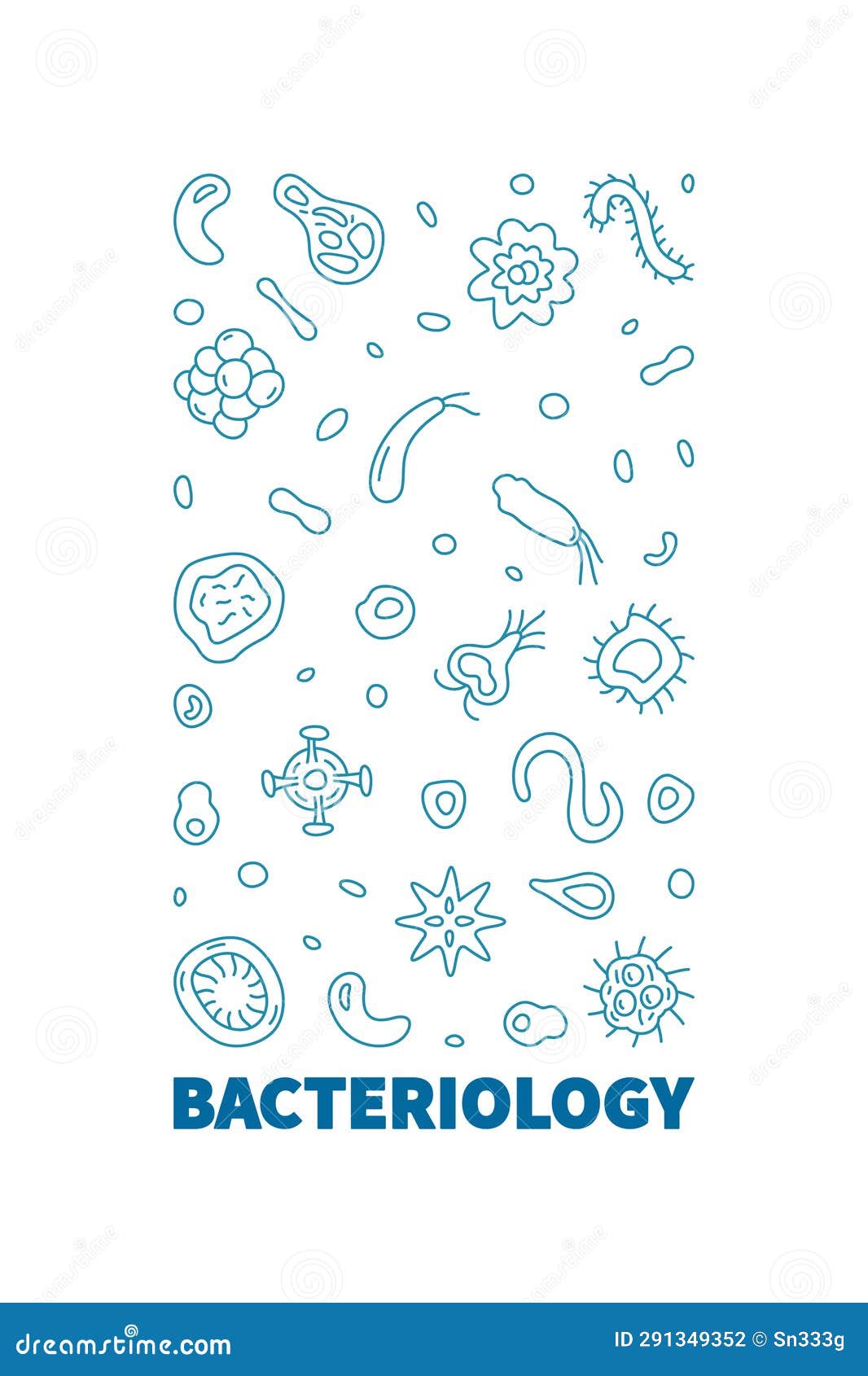 Bacteriology Vector Microbiology Science Concept Outline Blue Vertical ...