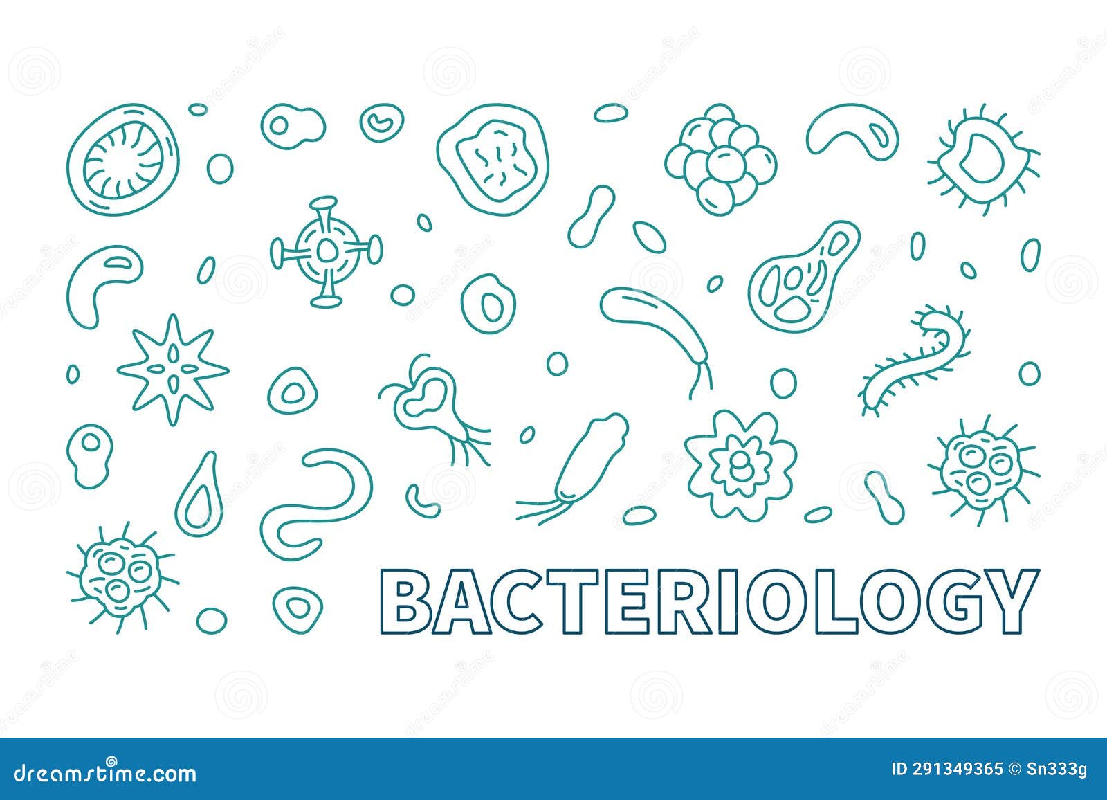 Bacteriology And Microbiology Vector Line Horizontal Banner ...