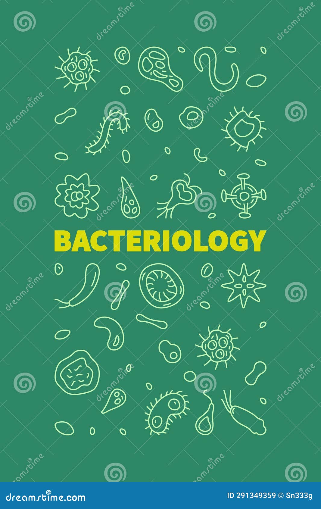 Bacteriology Line Banner. Vector Bacteria Illustration | CartoonDealer ...