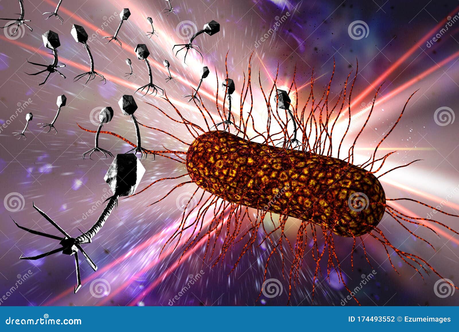 Bacteriophage Virus 3D Illustration Stock Illustration - Illustration ...