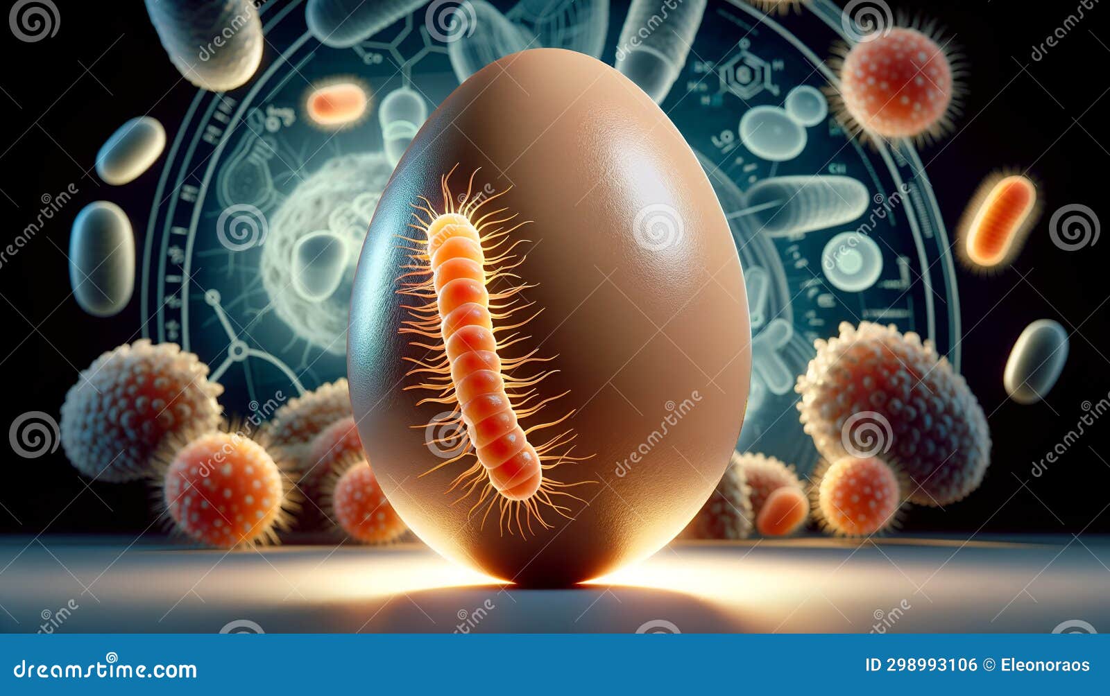 Bacterium Attached To Egg Object, Amidst Various Pathogens ...