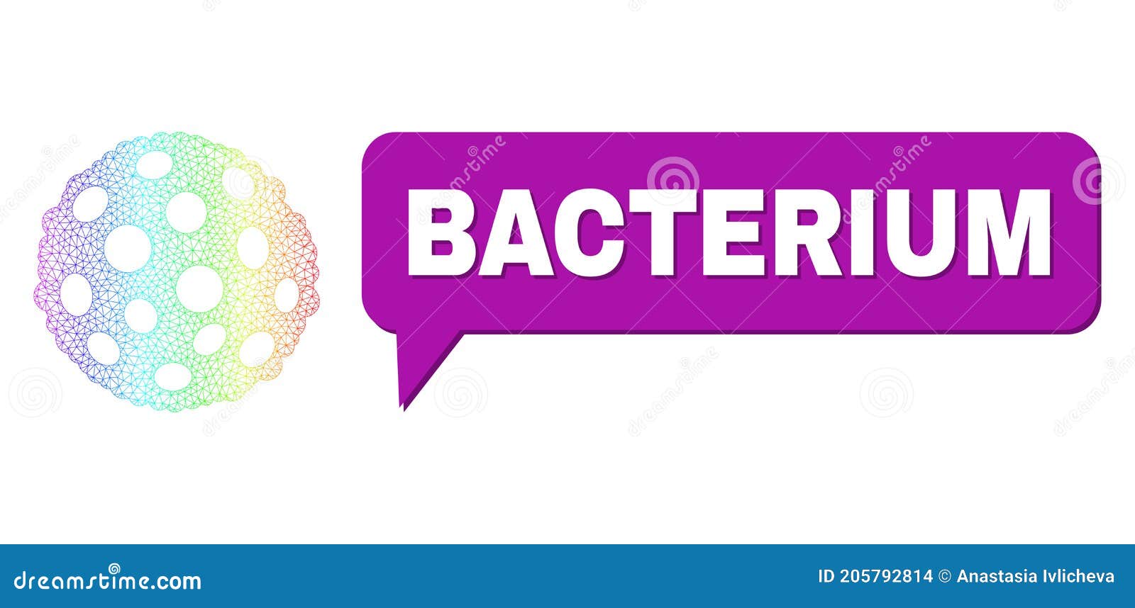 Spectrum Mesh Gradient Bacterium Spore Icon and Bacterium Speech Frame ...
