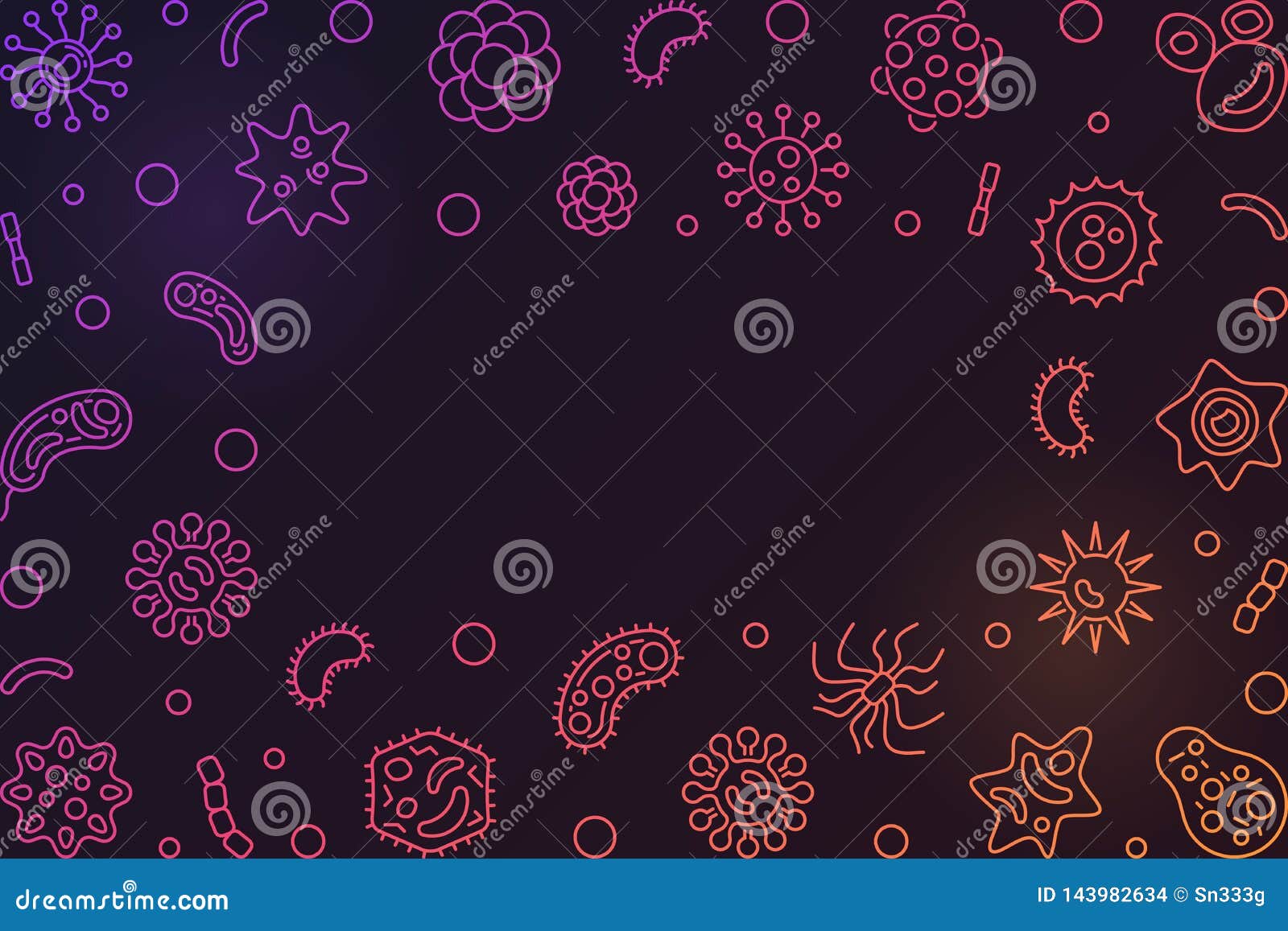Frame With Bacterium. Vector Bacteria. | CartoonDealer.com #76742960