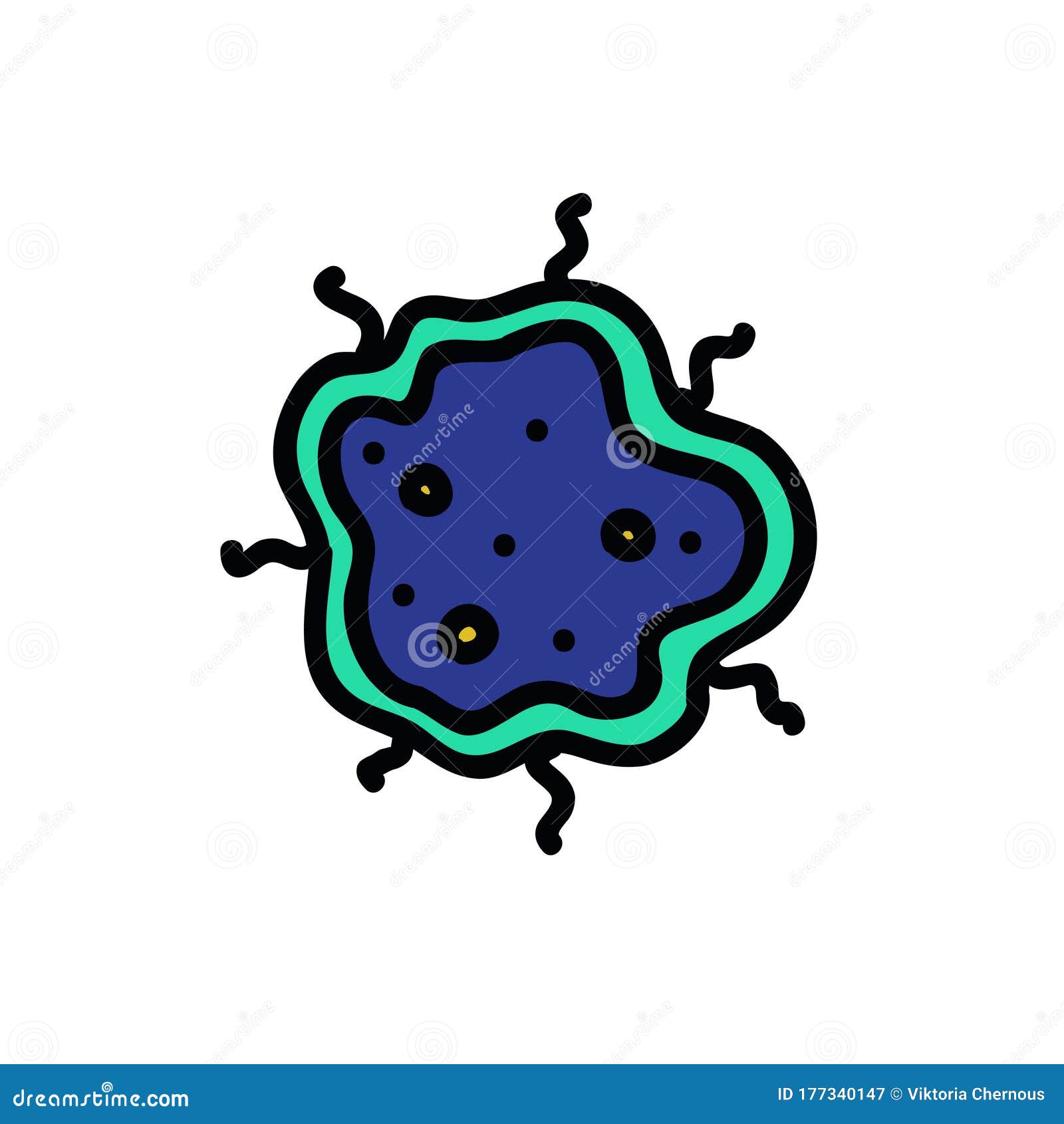 Bacterium Doodle Icon, Vector Illustration Stock Illustration ...