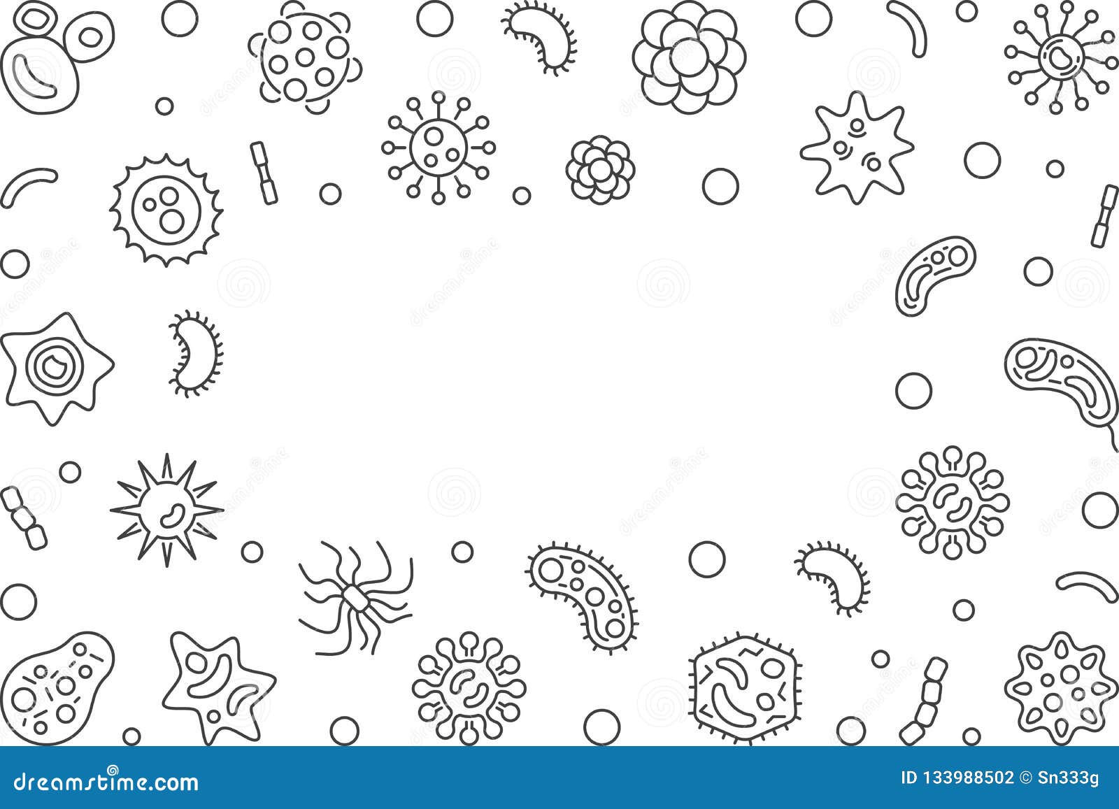 Bacterium Microbiology Horizontal Frame. Vector Illustration Stock ...