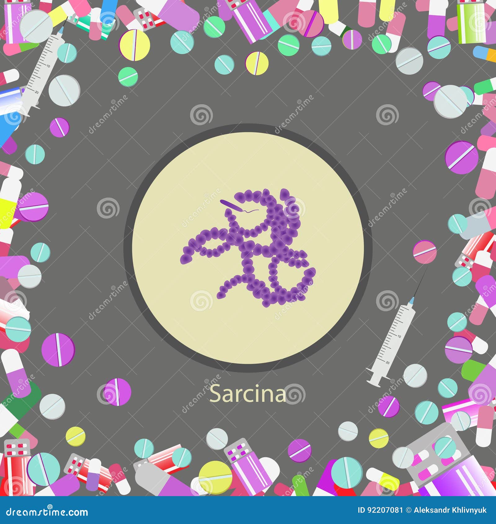 The bacterium sarcina. stock illustration. Illustration of biology ...