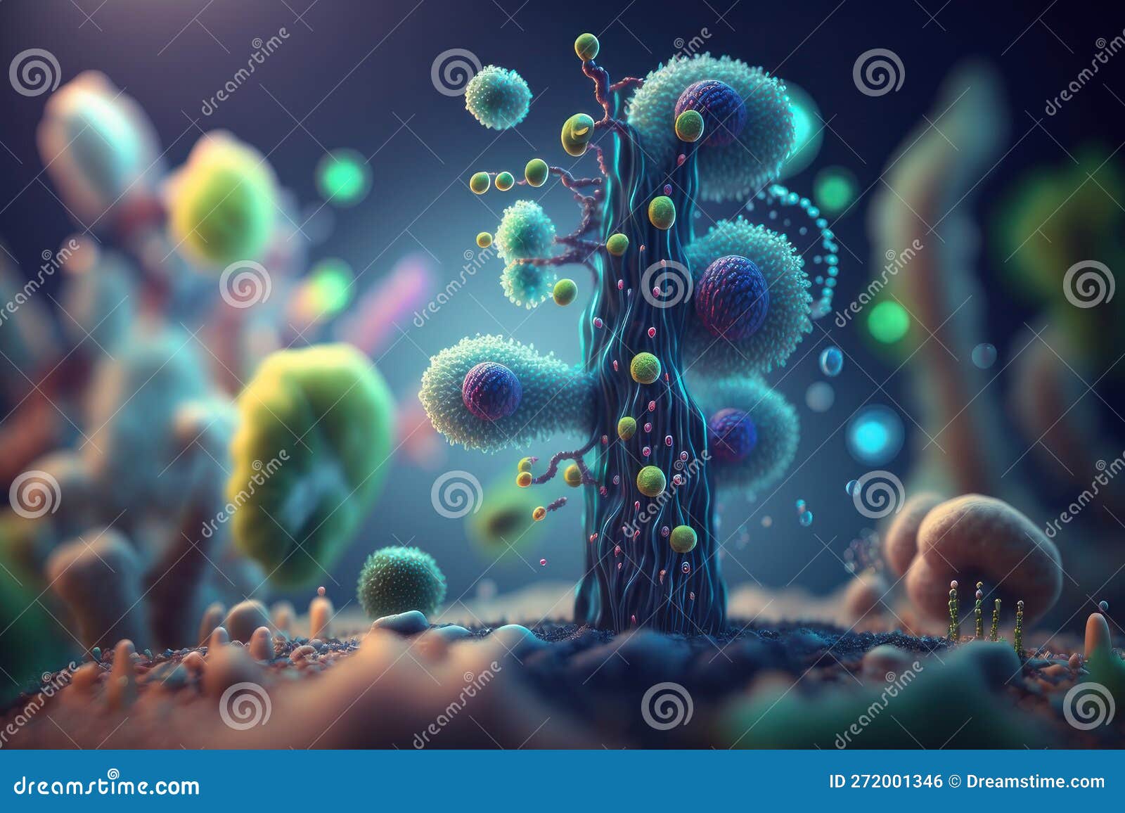 A Bacterium in the Shape of a Tree, Viewed Under a Microscope. AI ...