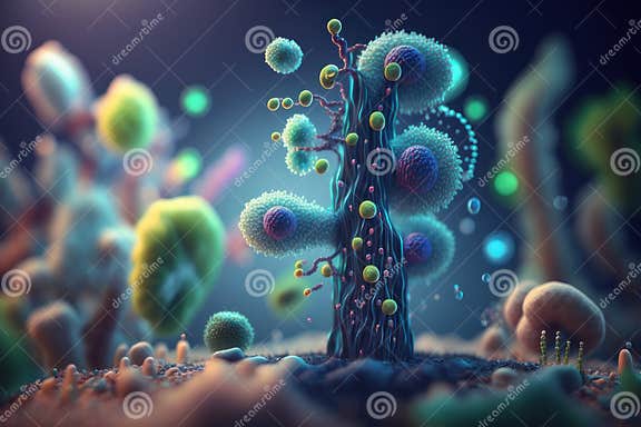 A Bacterium in the Shape of a Tree, Viewed Under a Microscope. AI ...