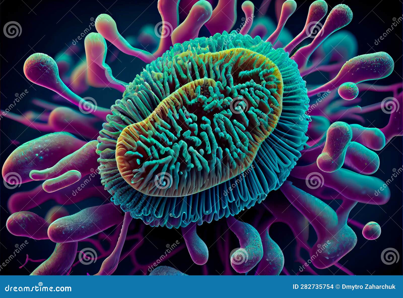 Bacterium Under a Microscope, Showing Its Details and Structure. Stock ...