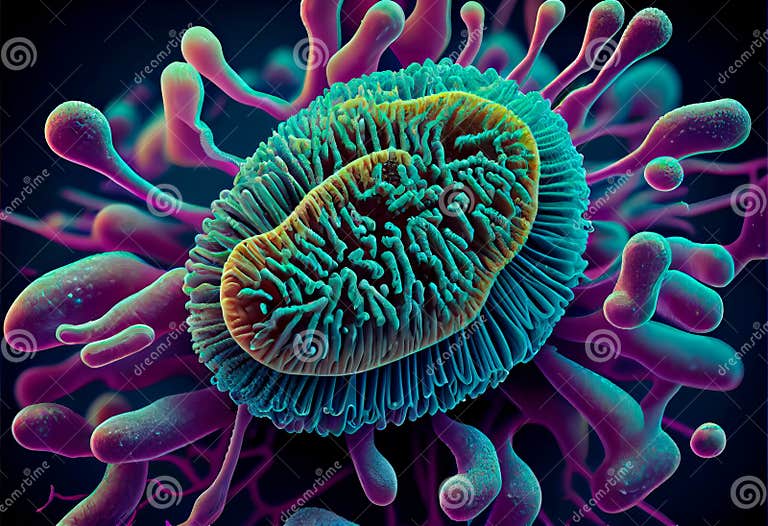 Bacterium Under a Microscope, Showing Its Details and Structure. Stock ...