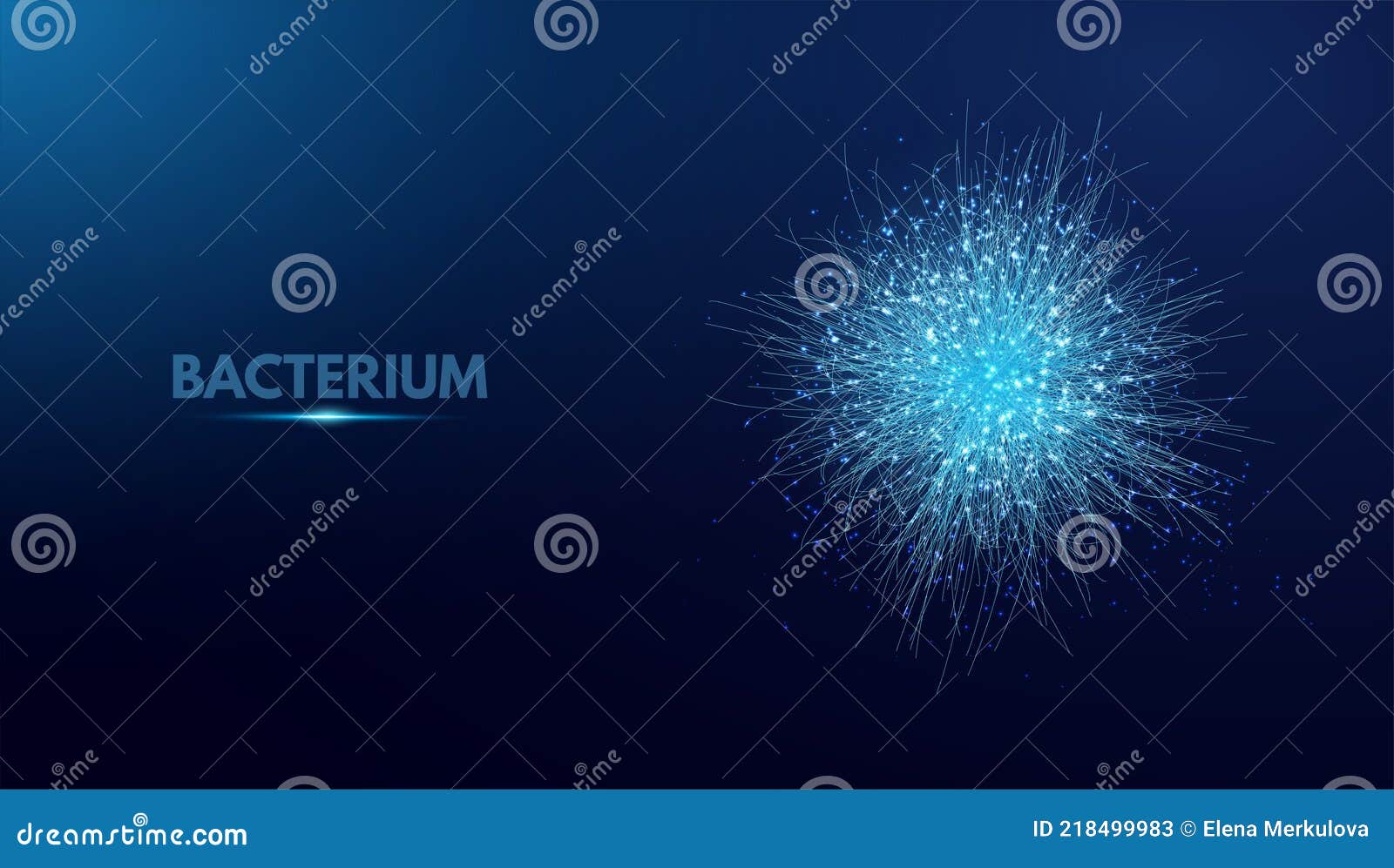 Bacterium. Vector Abstract Microscopic Medical Illustration of Blue ...