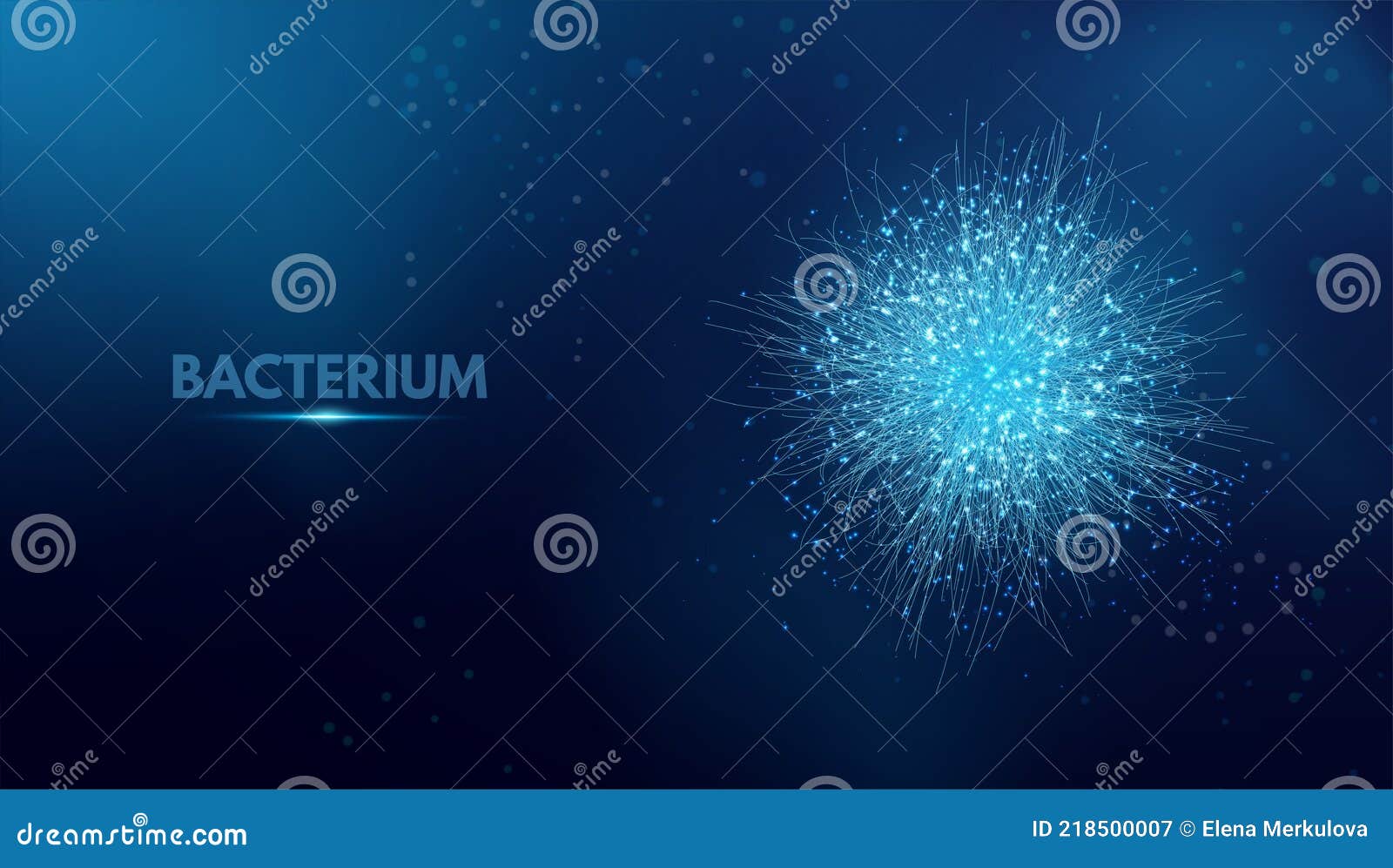 Bacterium. Vector Abstract Microscopic Medical Illustration of Blue ...