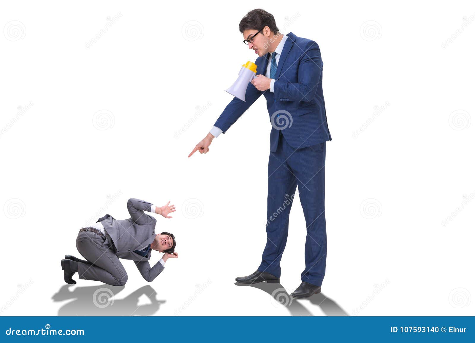 The Bad Angry Boss Shouting at Employee with Loudspeaker Stock Photo ...