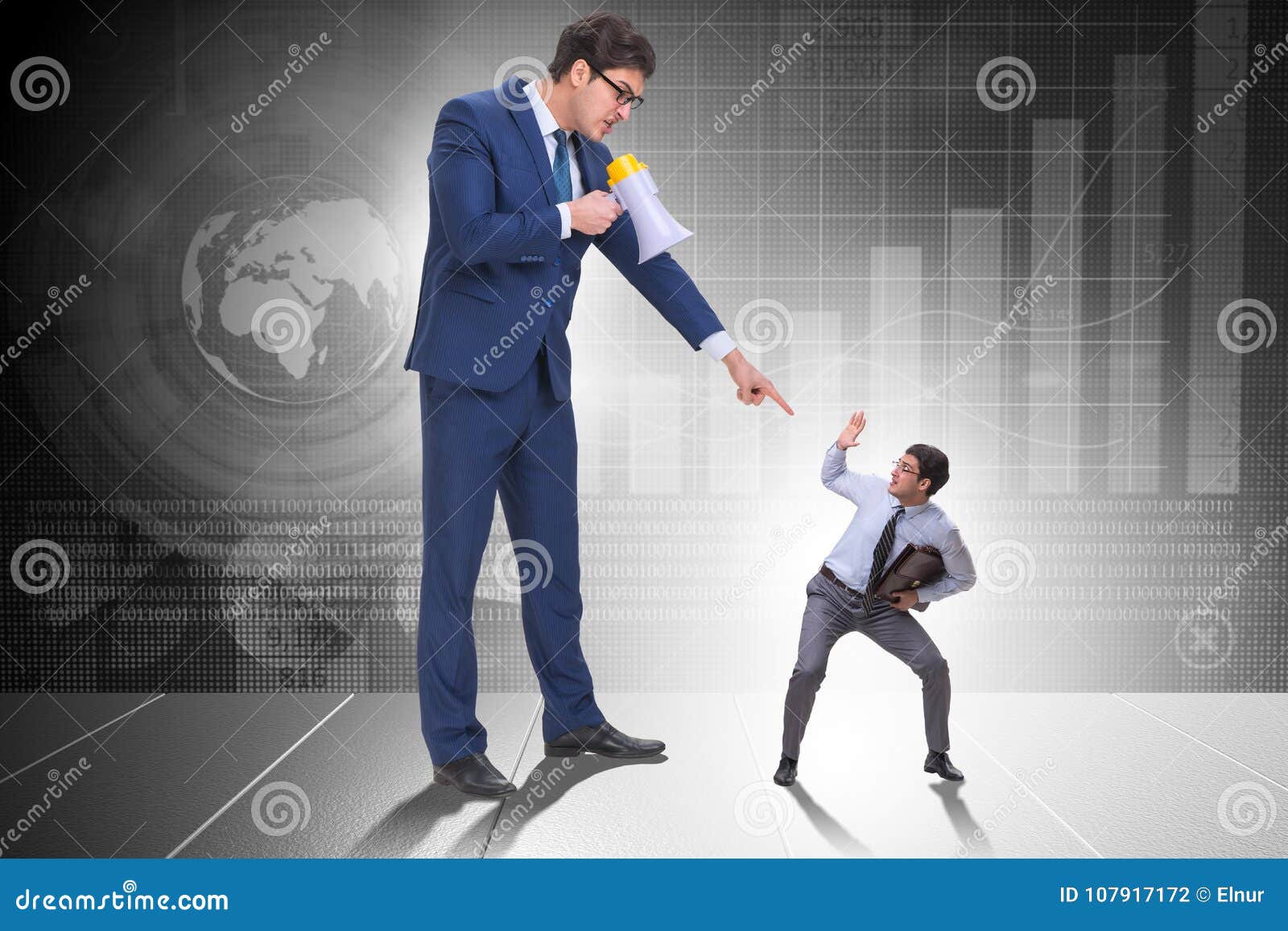 The Bad Angry Boss Shouting at Employee with Loudspeaker Stock Photo ...