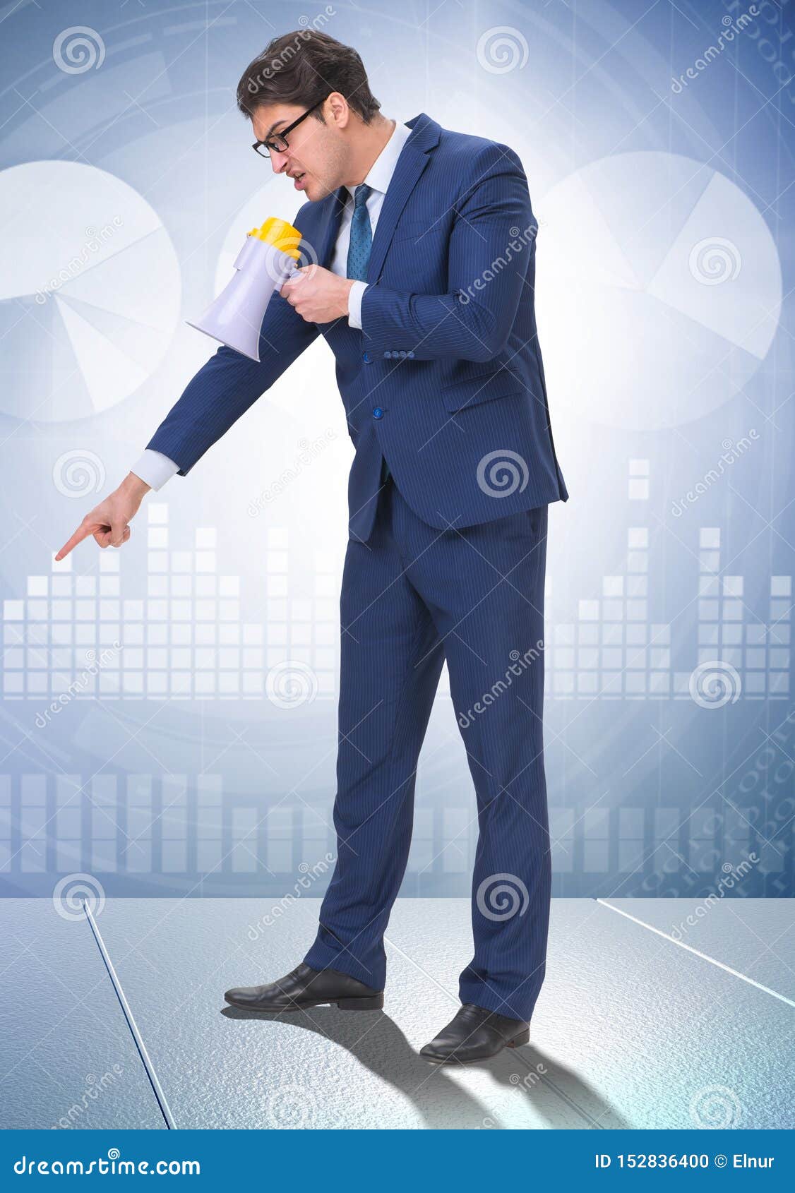 Bad Angry Boss Shouting at Employee with Loudspeaker Stock Photo ...