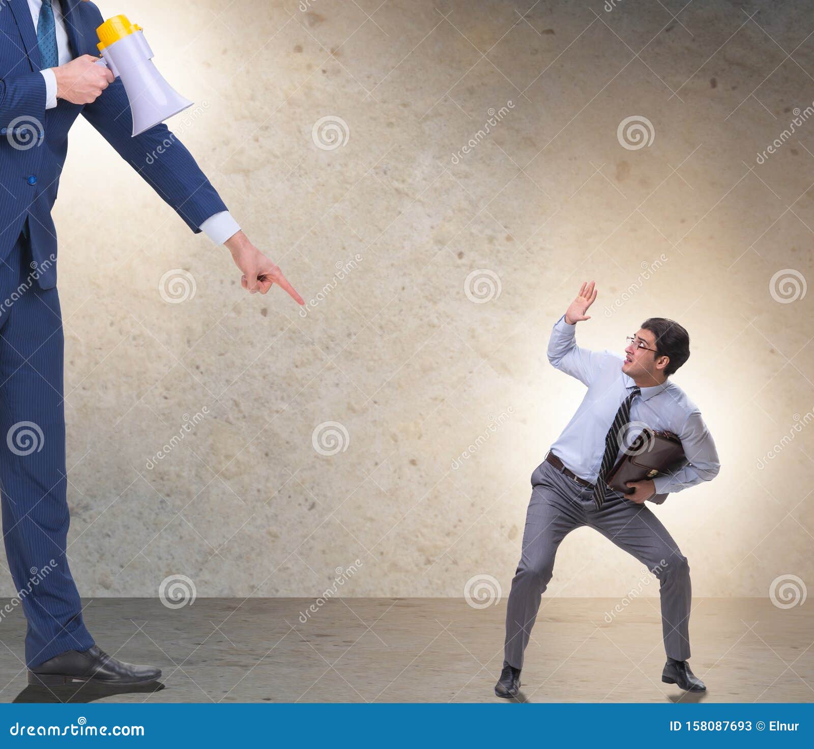 Bad Angry Boss Shouting at Employee with Loudspeaker Stock Image ...