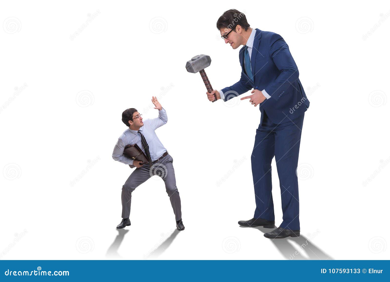 The Bad Angry Boss Threatening Employee with Hammer Stock Image - Image ...