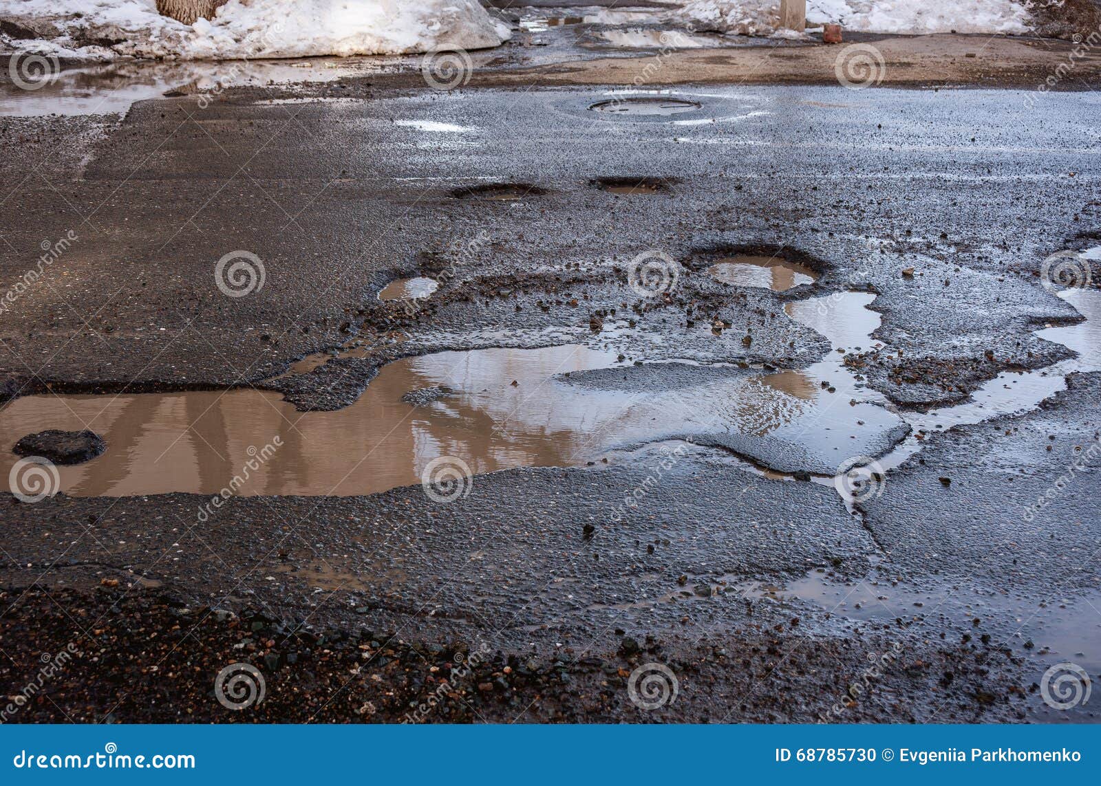 Bad asphalt on the roadway stock photo. Image of construction - 68785730