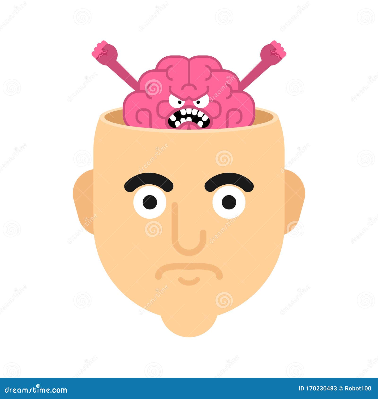 Bad Brain in Head Isolated. Bad Thoughts Stock Vector - Illustration of ...