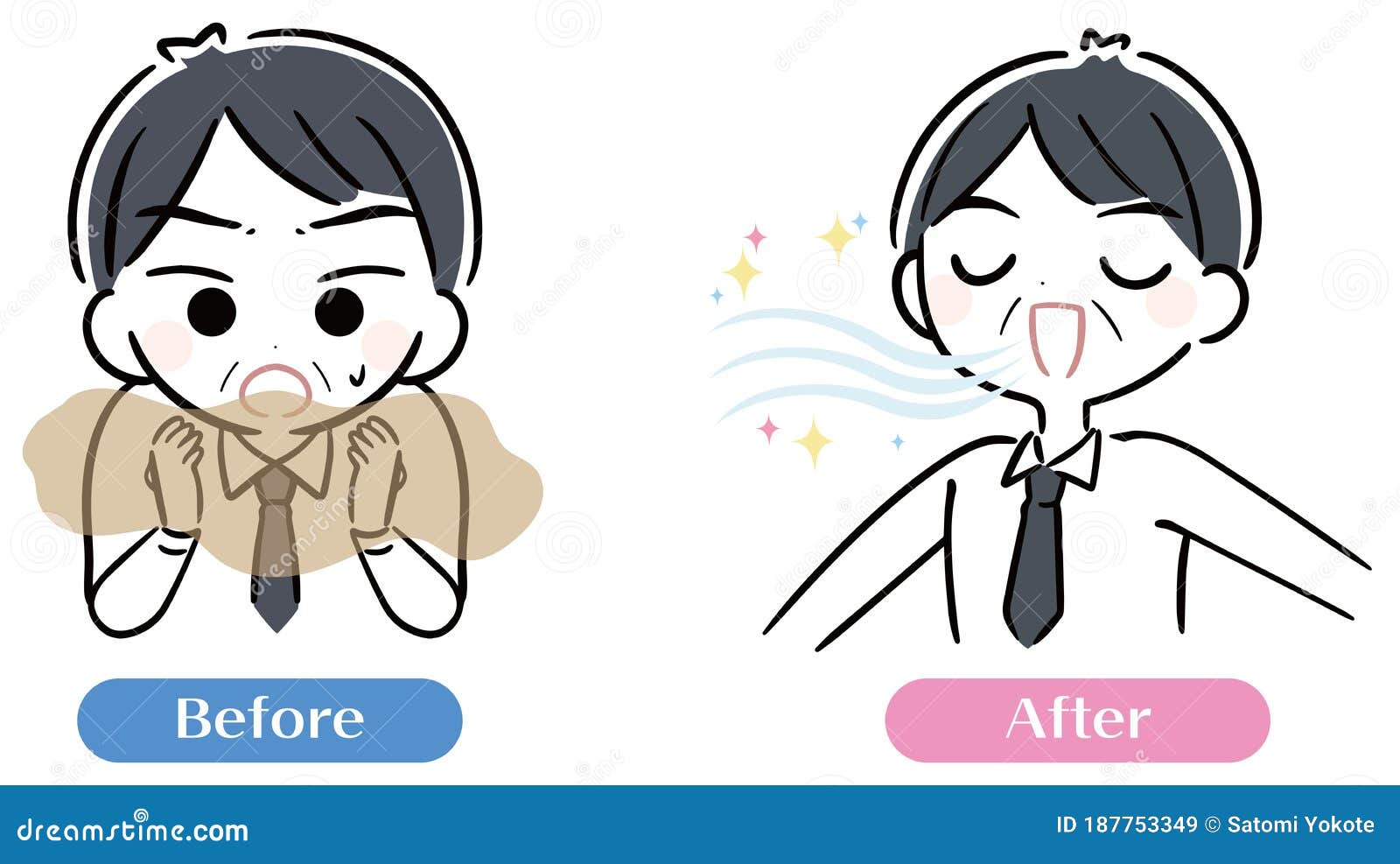 Bad Breath, Male, Illustration Set Stock Vector - Illustration of cute ...