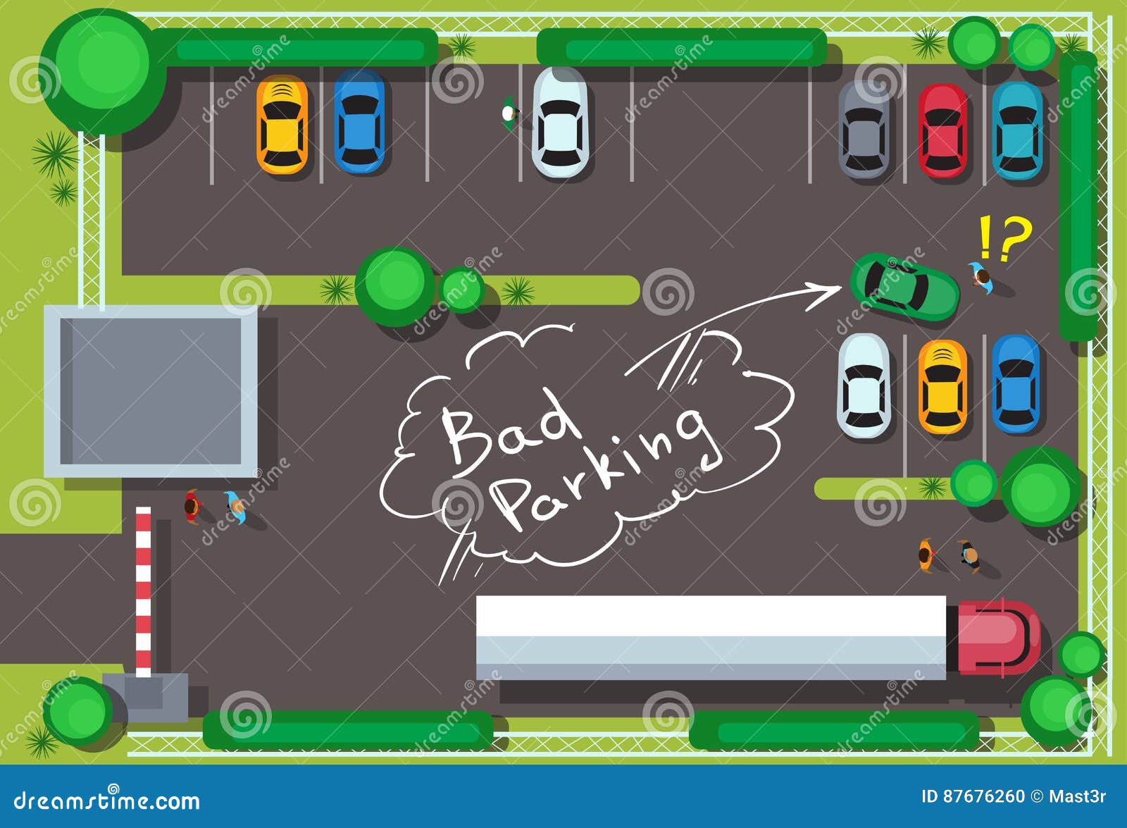 Bad City Parking Blocking Cars Concept Top Angle View Stock Vector ...
