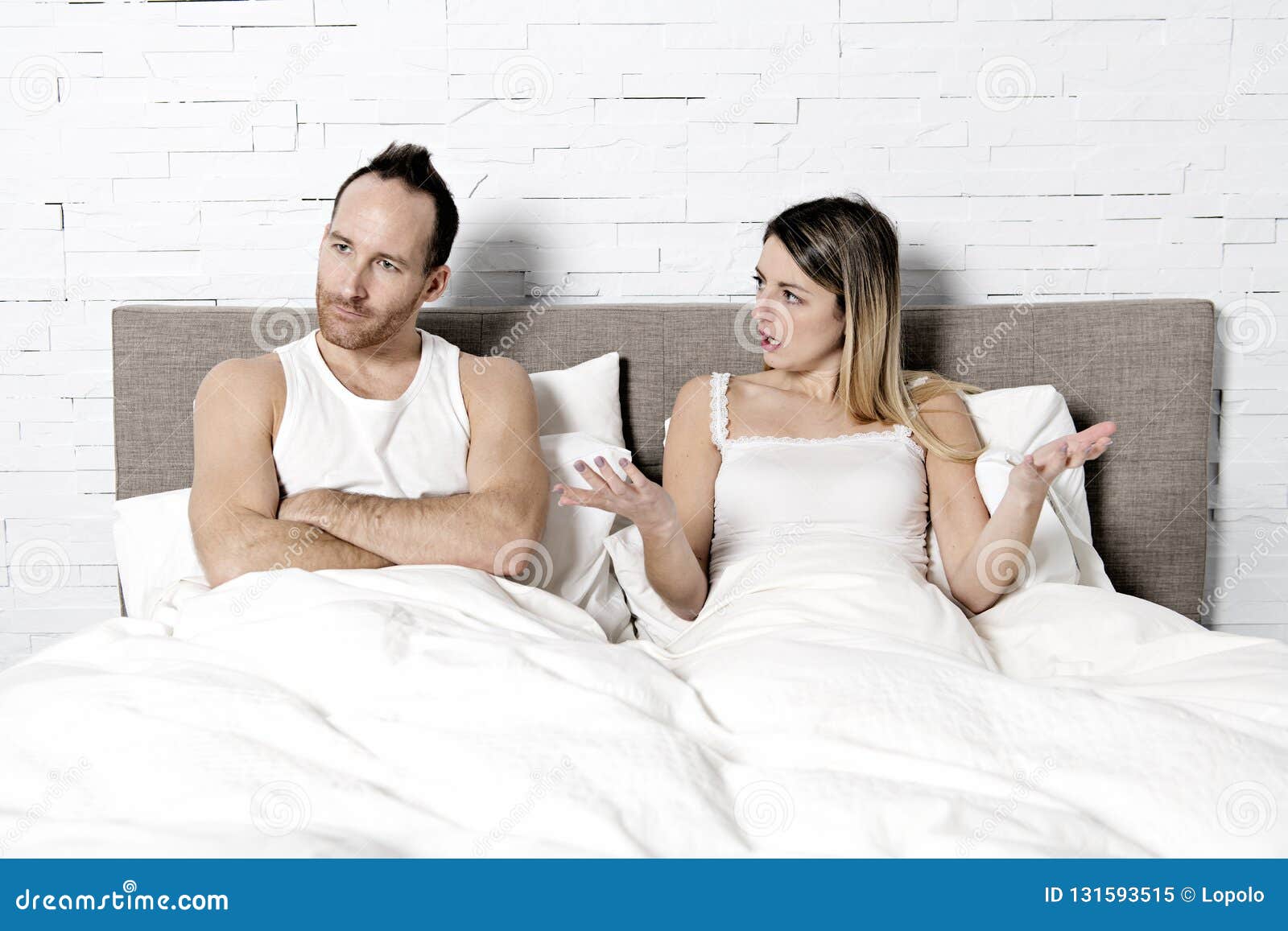 Bad Couple Conflict on Bed. Couple Mistake Stock Image - Image of ...
