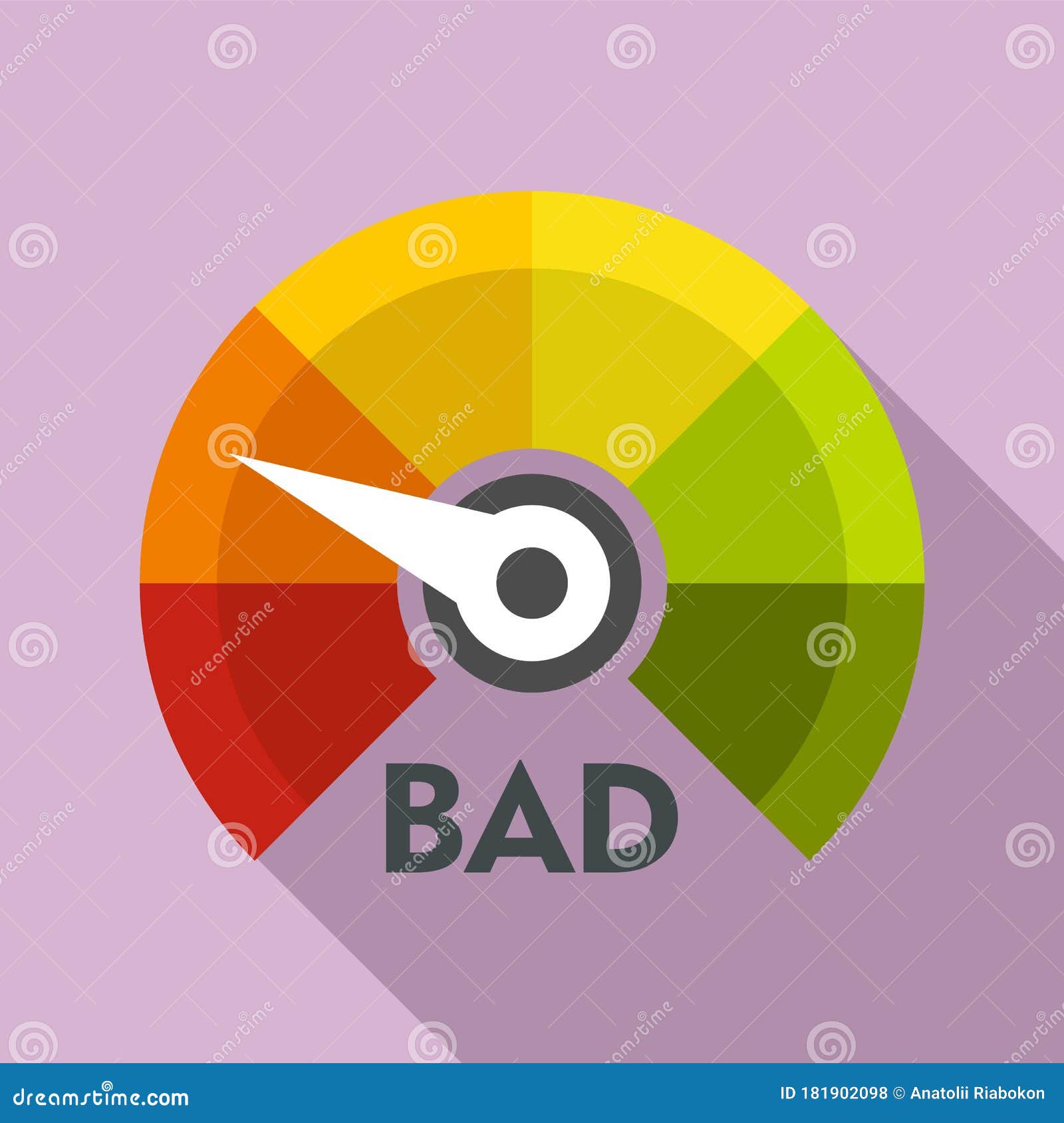 Bad Credit Score Icon, Flat Style Stock Vector - Illustration of design ...