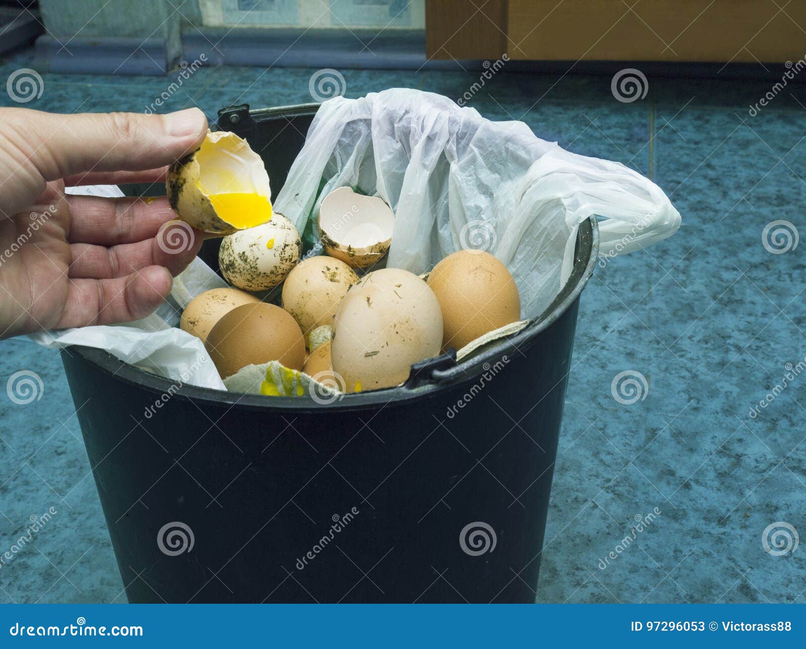 Bad Egg Going in Bin stock image. Image of body, disgusting - 97296053