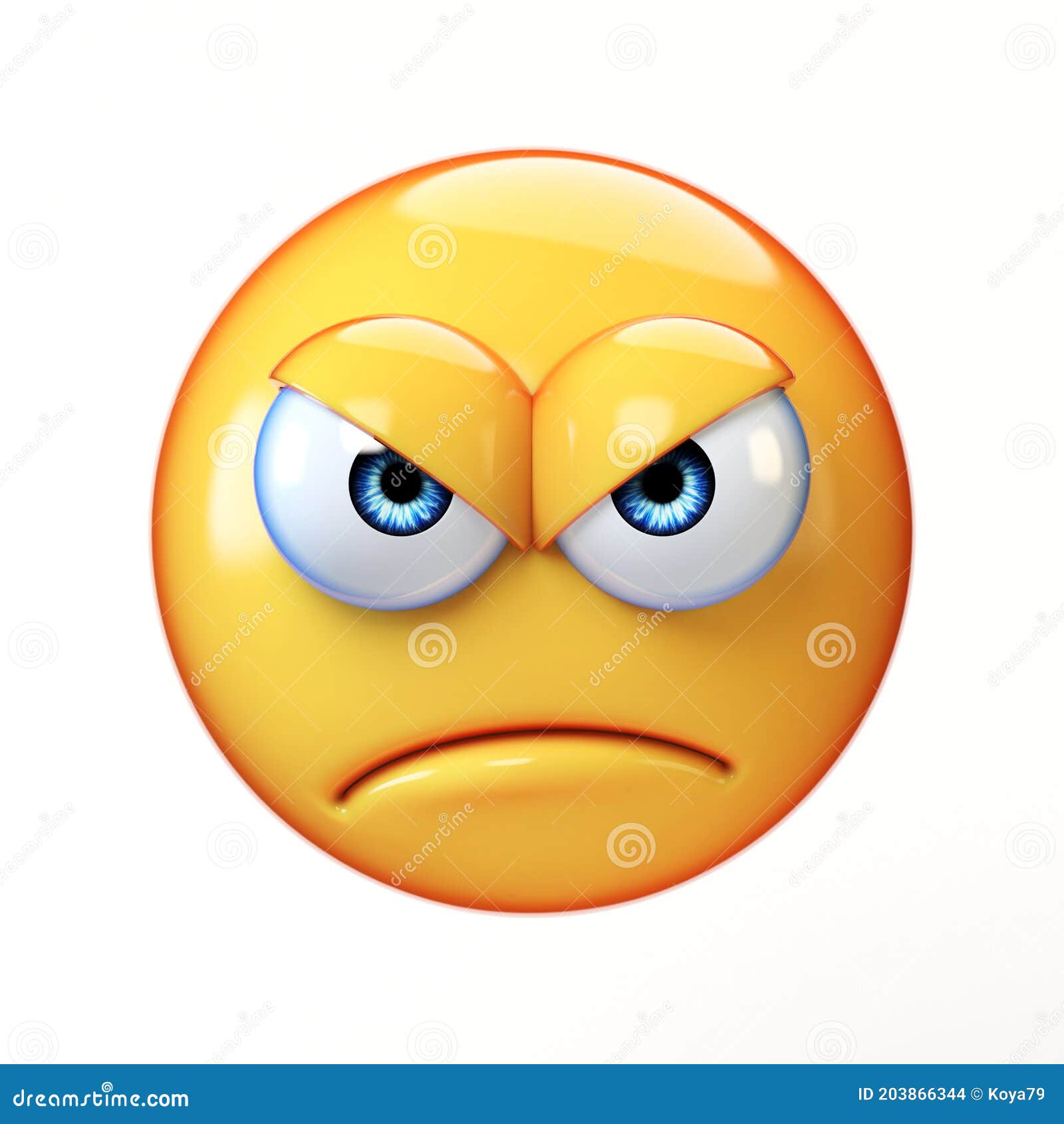 Bad Emoji Isolated On White Background, Angry Emoticon 3d Rendering ...