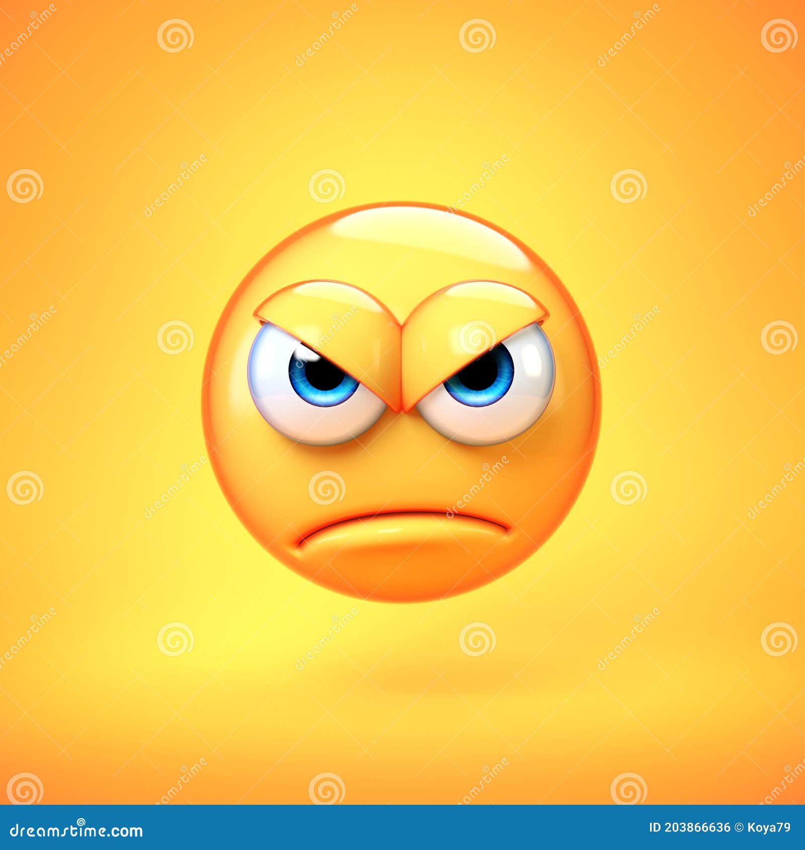 Bad Emoji Isolated On Yellow Background, Upset Emoticon 3d Rendering ...