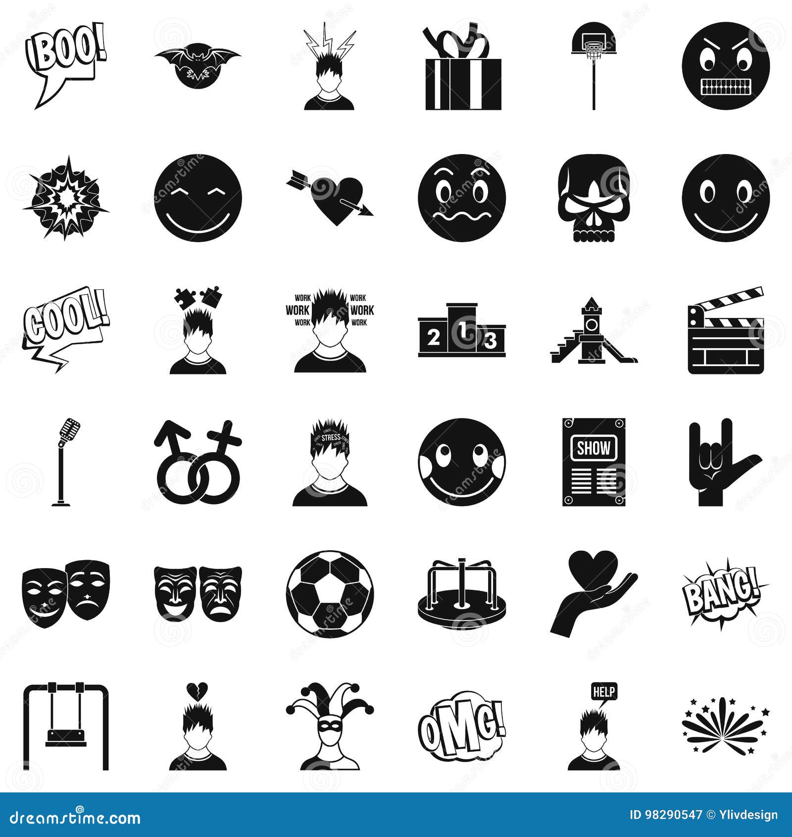 Bad Emotion Icons Set, Simple Style Stock Vector - Illustration of rock ...